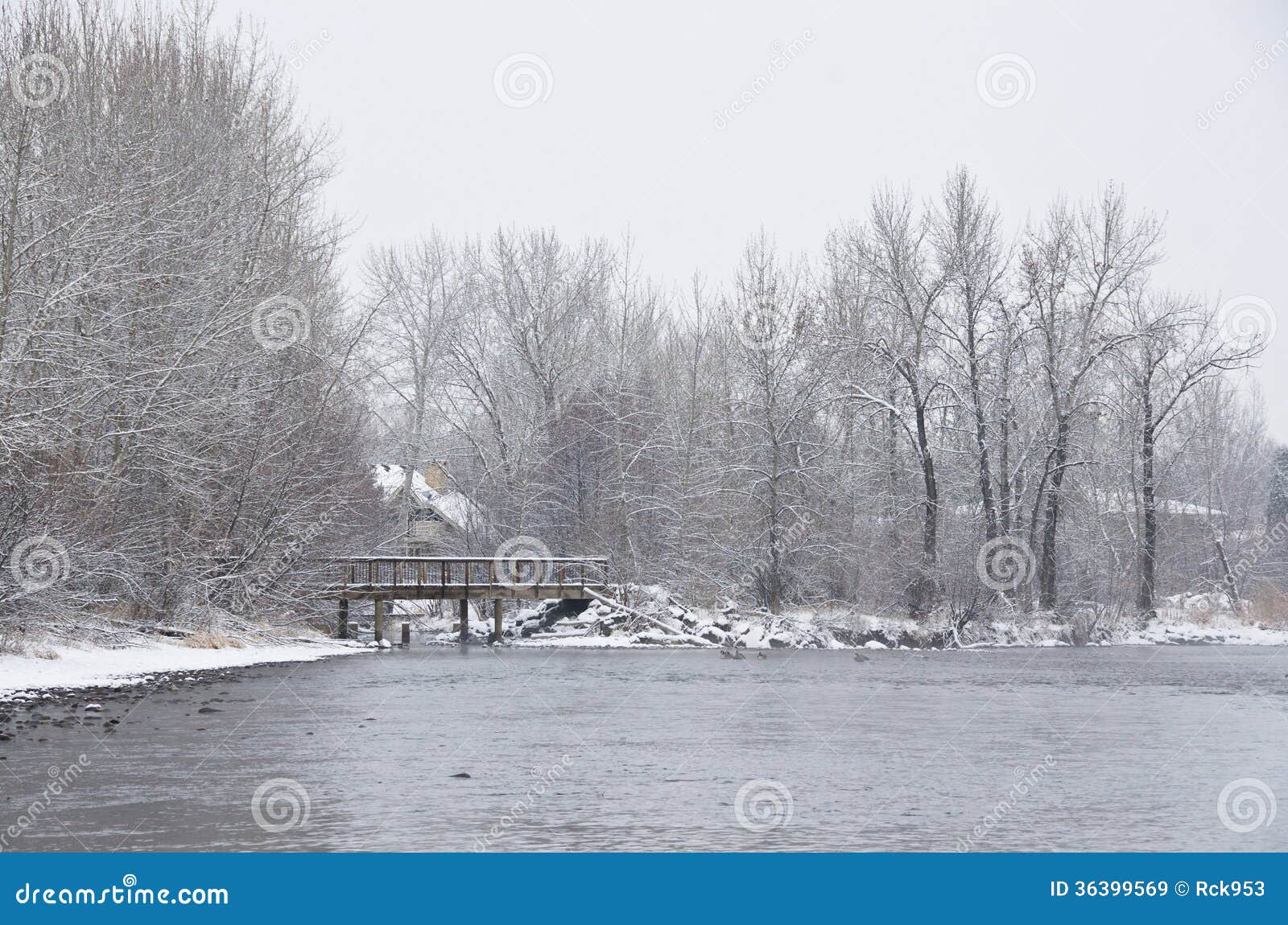 Along the River after a Fresh Snowfall Stock Image - Image of misty ...