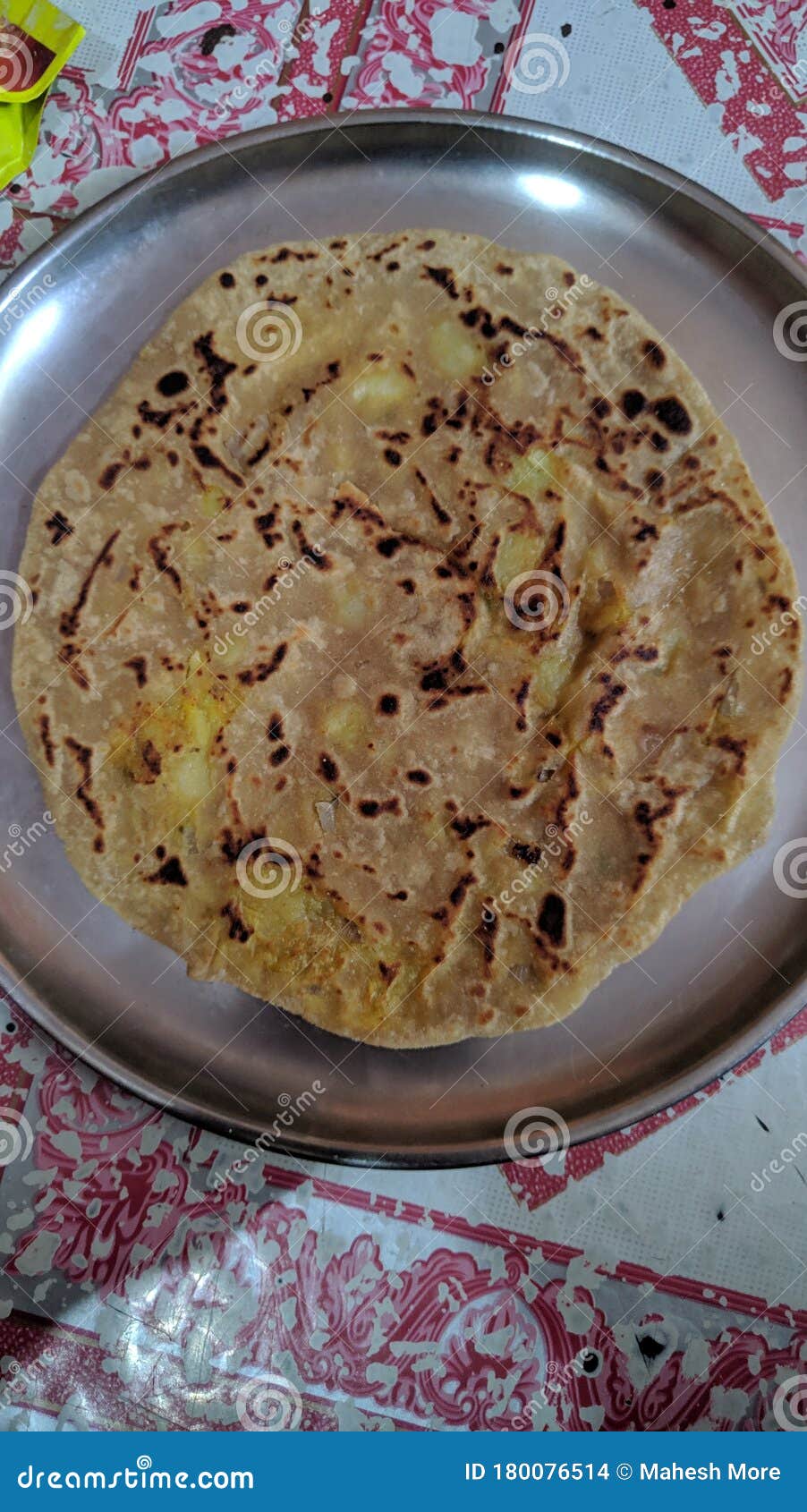 Aloo Paratha Making Recipe Indian Style Stock Photo - Image of making ...