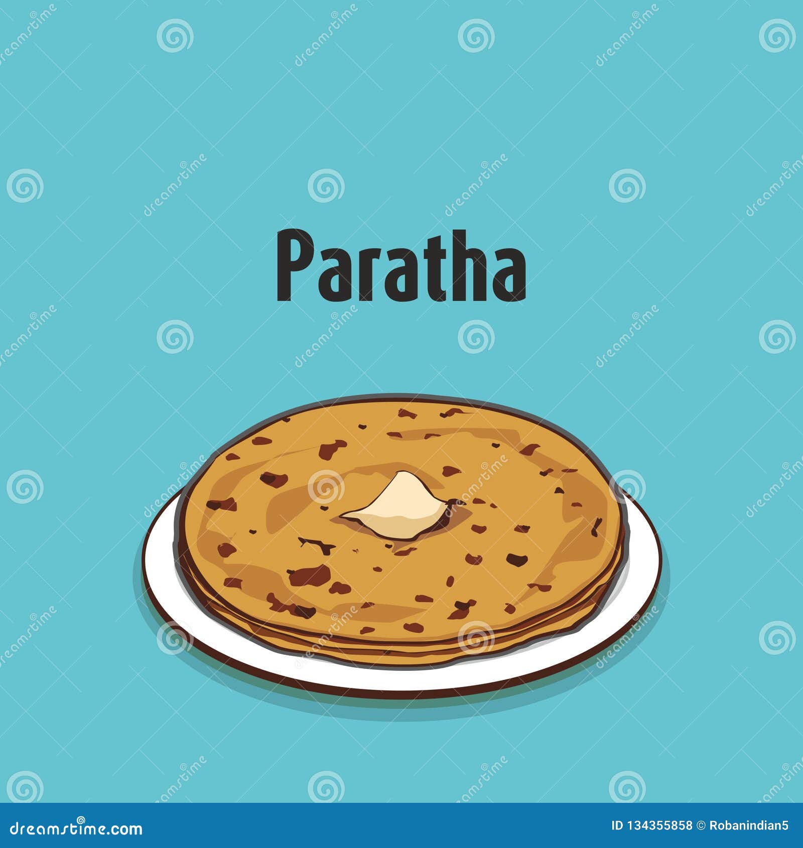 Aloo Tradicional Indio Paratha Con Mantequilla Ilustración del Vector ...