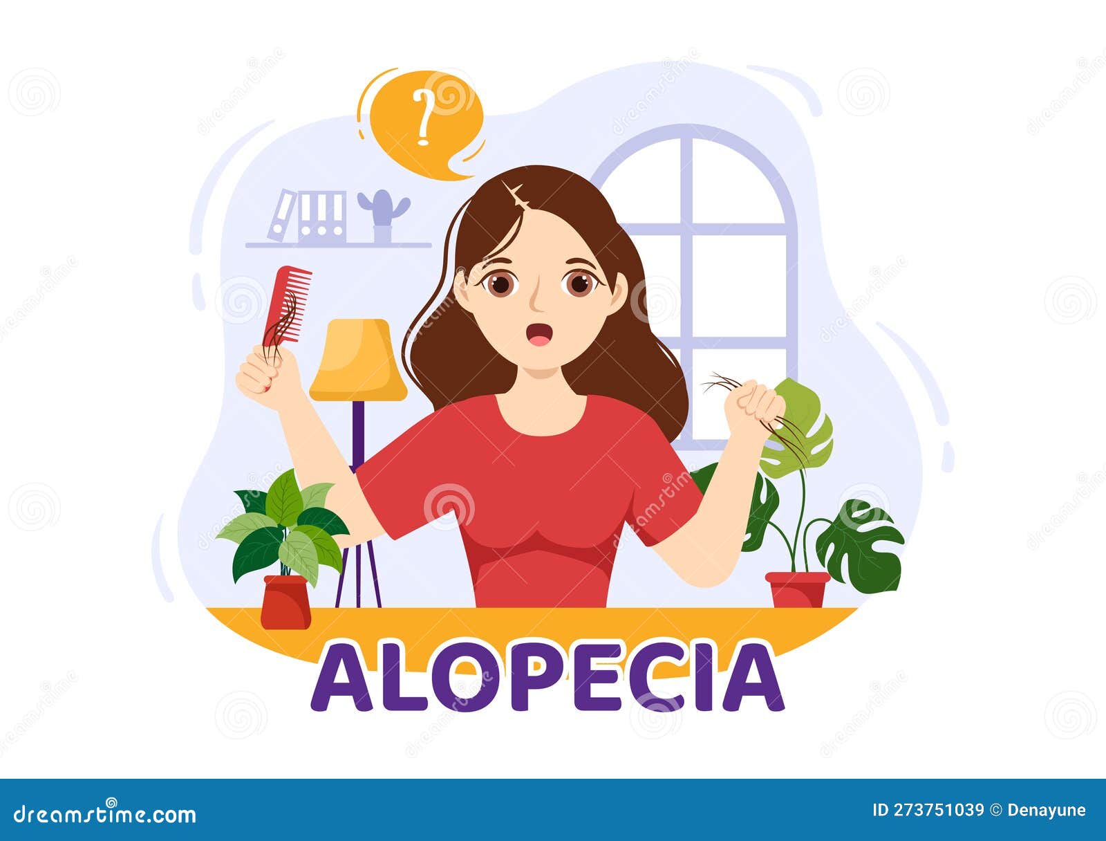 Alopecia Illustration With Hair Loss Autoimmune Medical Disease And
