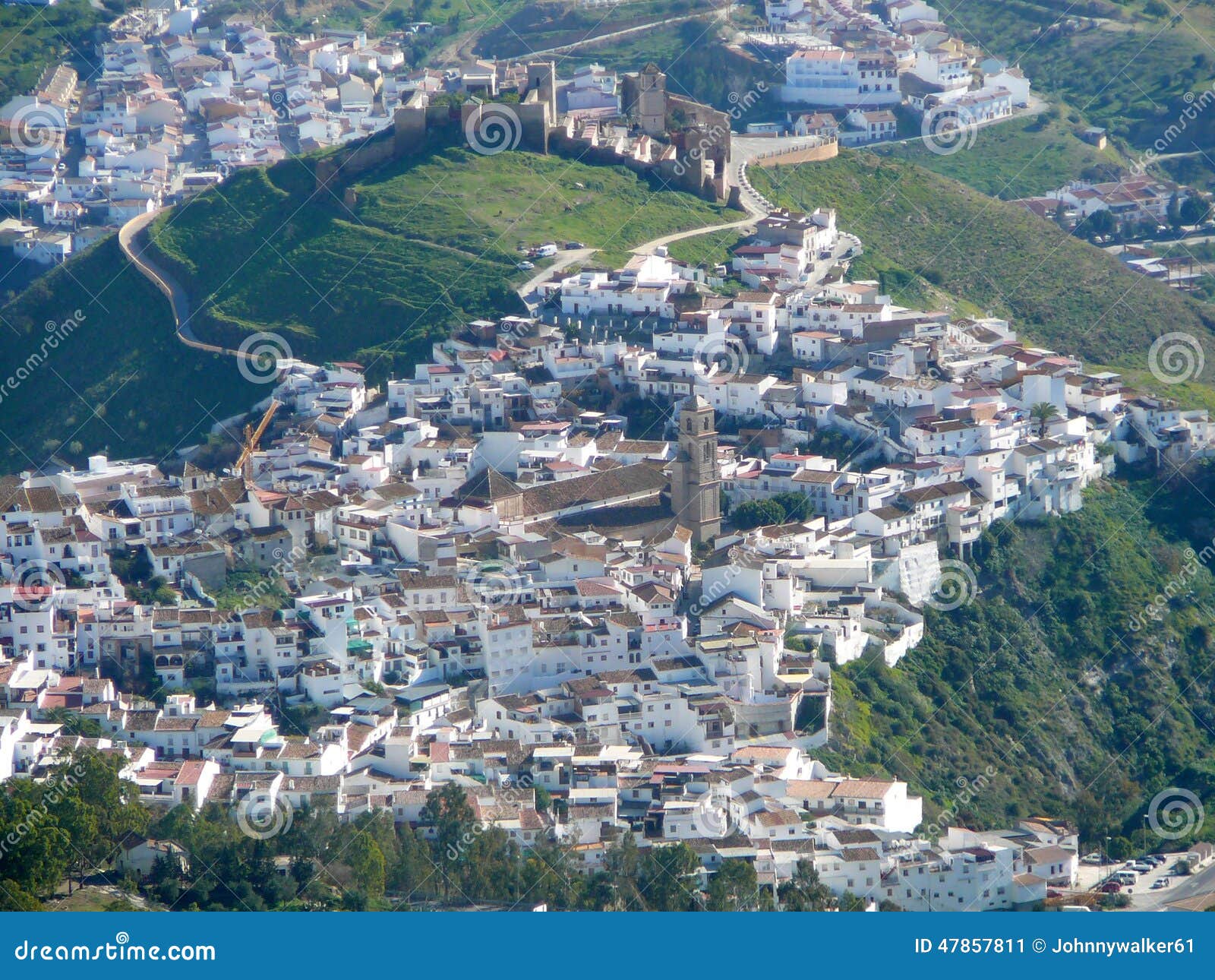 Alora aerial view stock image. Image of village, aerial - 47857811