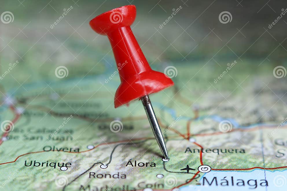 Alora, Spain pin on map stock image. Image of island - 346781439
