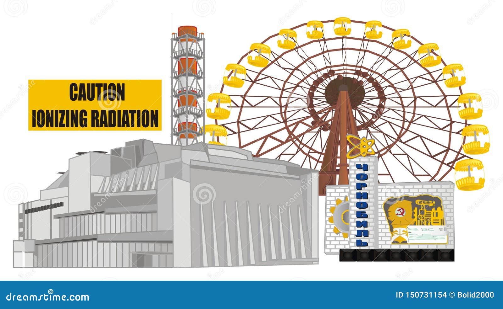Alot symbols of Chernobyl stock illustration. Illustration of power ...