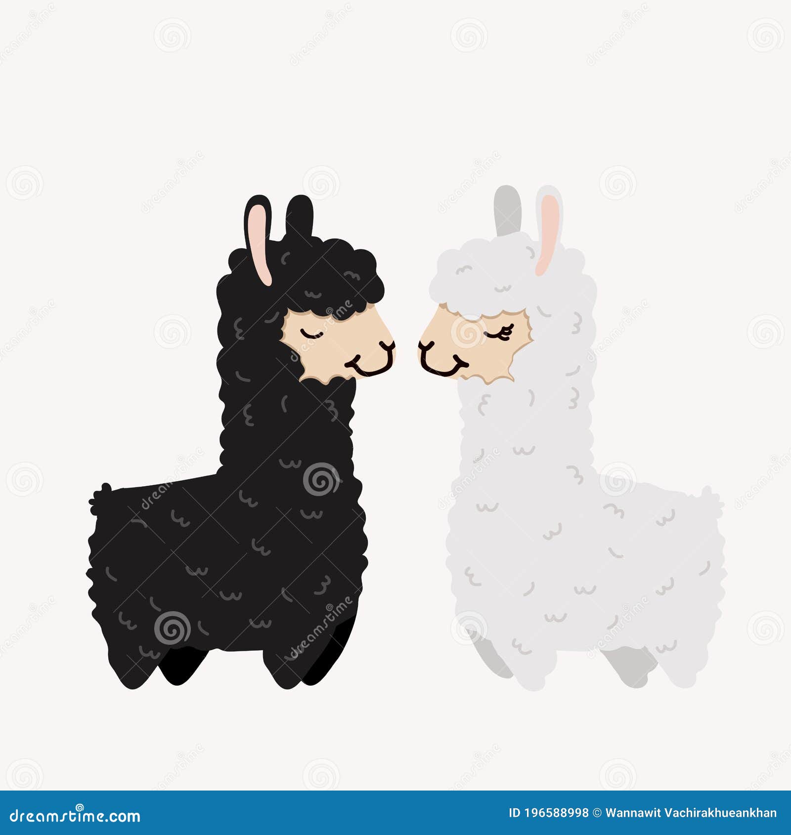 Alpaca Couple in Love on Isolate Background Stock Vector - Illustration ...