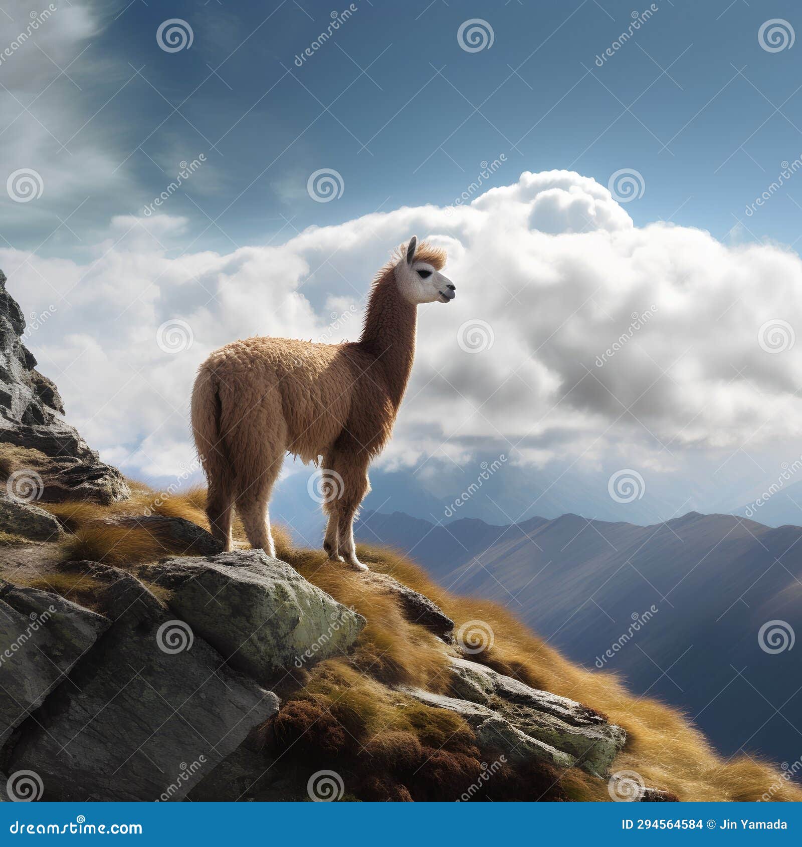 Alpaca on the Mountain Peak. 3d Render Illustration Stock Illustration ...