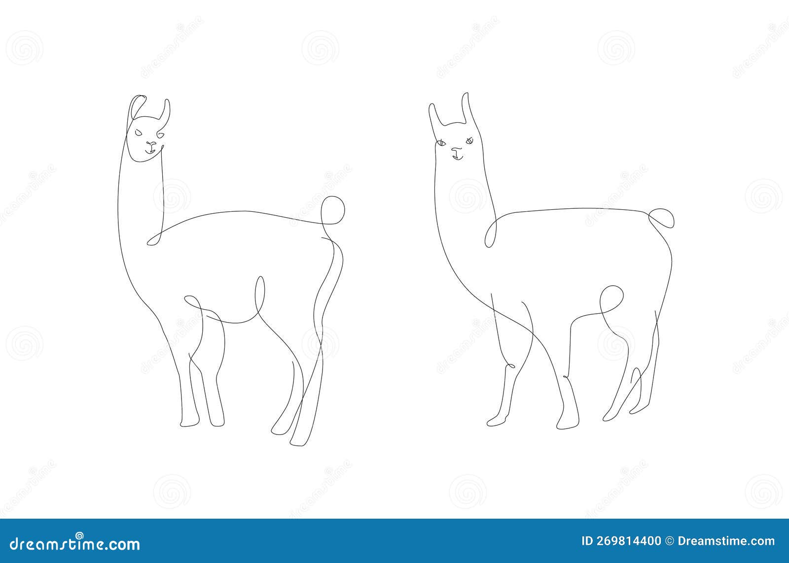 Alpaca One Line Illustration. Lama Line Art Vector Stock Vector ...