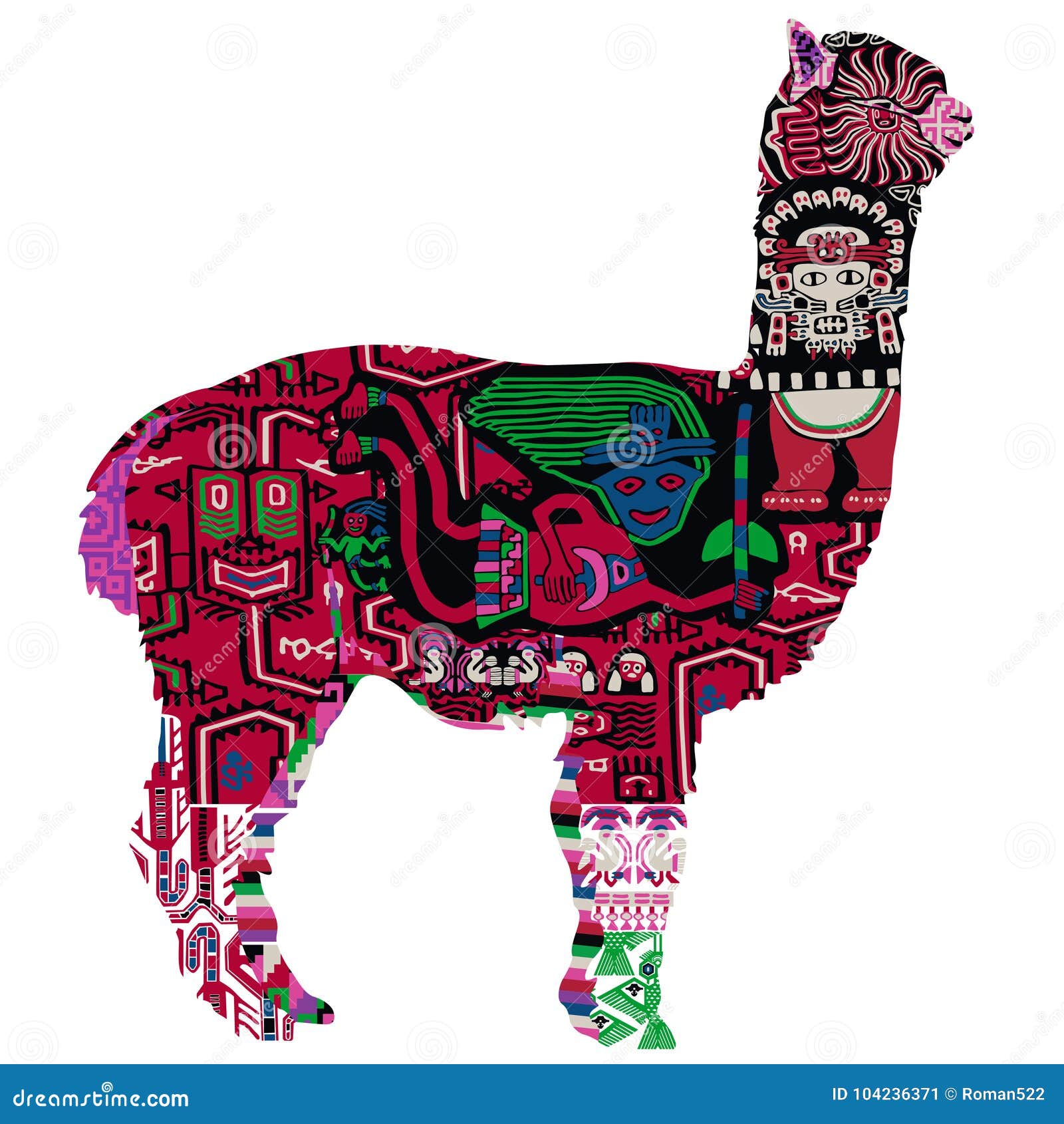Alpaca With Peruvian Pattern Cartoon Vector | CartoonDealer.com #104236371
