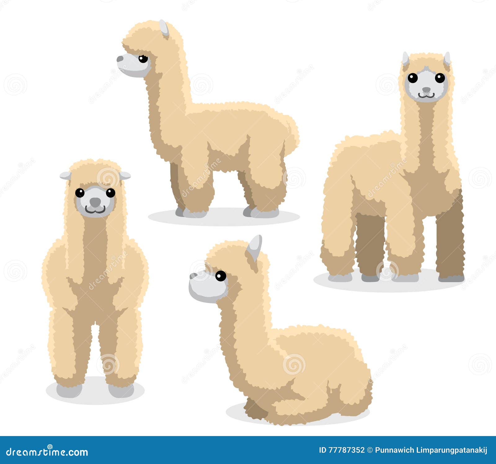 Alpaca Poses Cartoon Vector Illustration Stock Vector - Illustration of ...