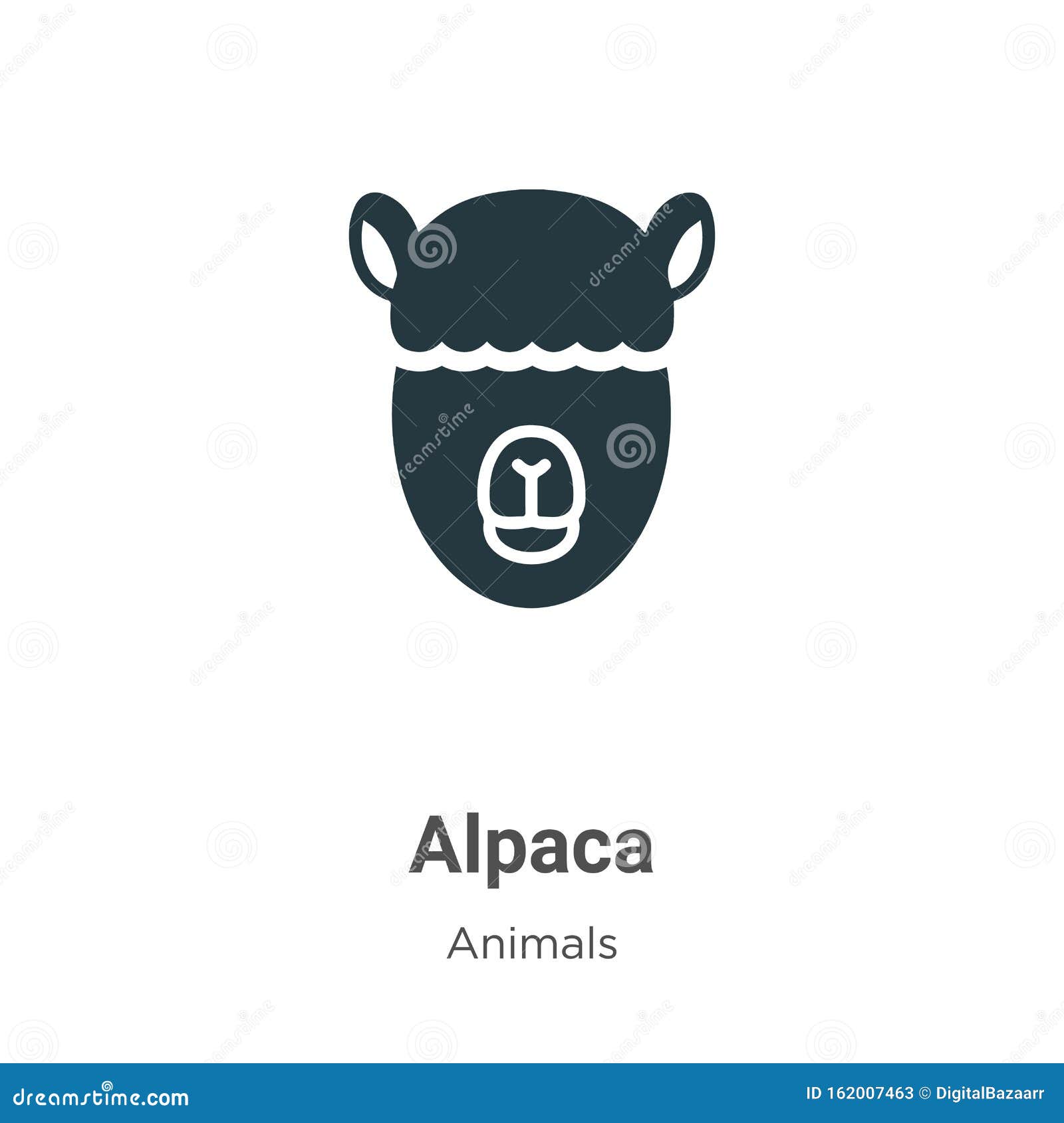 Alpaca Vector Icon on White Background. Flat Vector Alpaca Icon Symbol ...