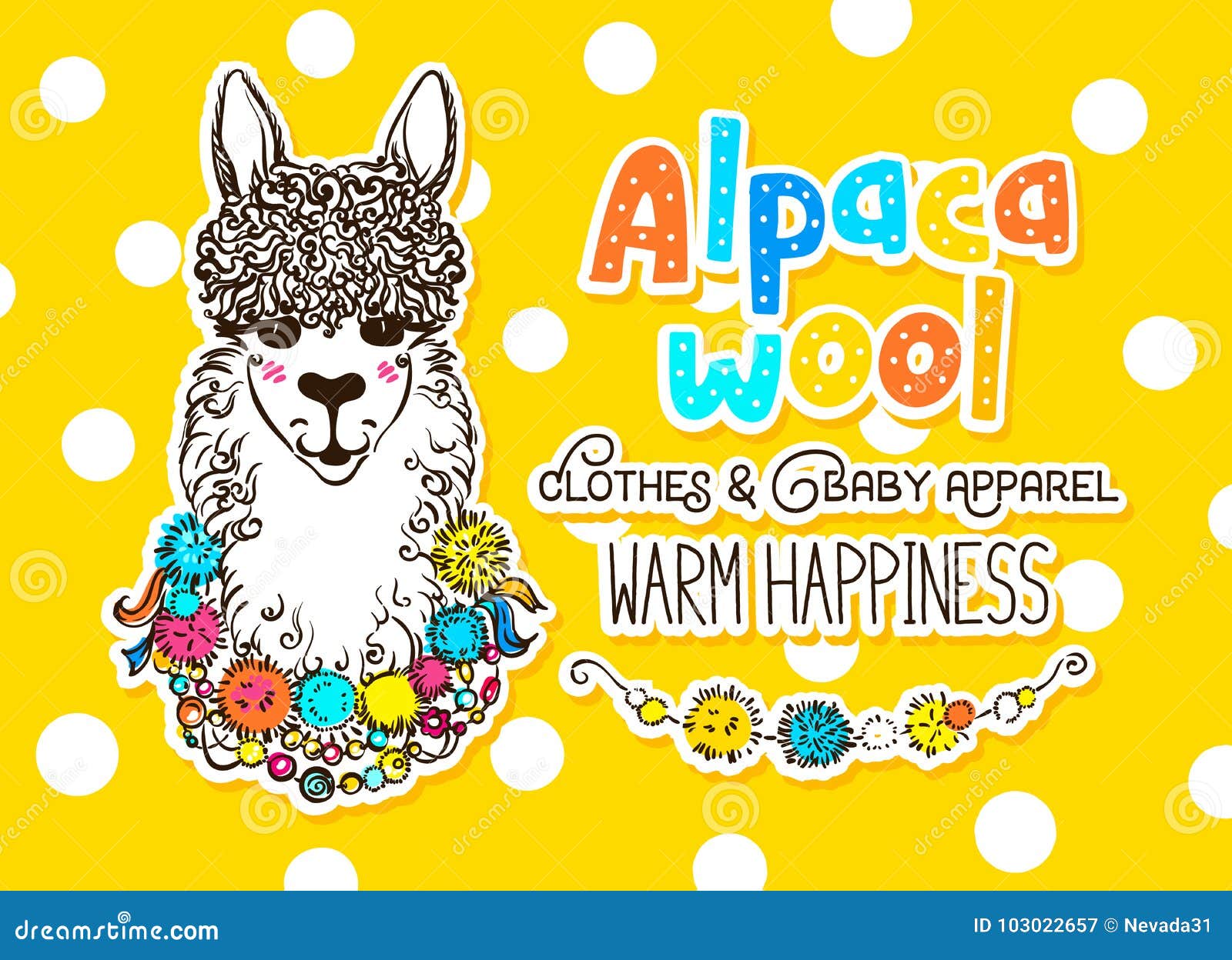 Alpaca Wool Design Template Stock Vector - Illustration of fiber, chile ...