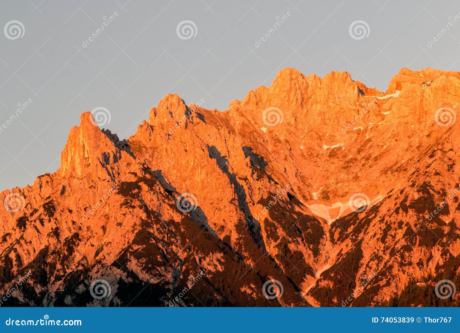 Alpen Glow Across a Mountain Range in Bavaria Stock Image - Image of ...