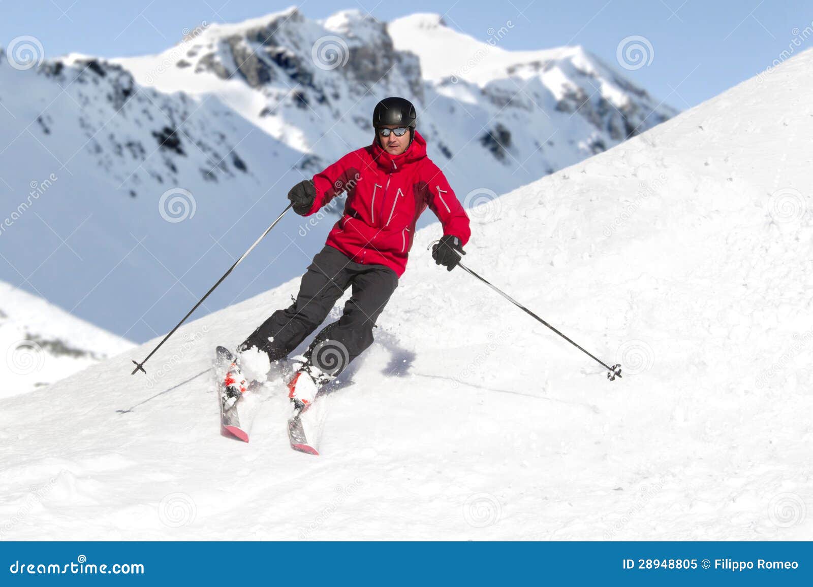 Alpes de ski d'homme image stock. Image du montagne, conduite - 28948805
