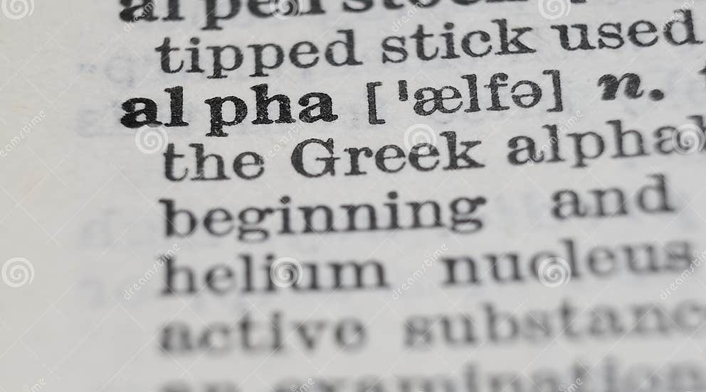 Alpha Dictionary Definition Close-up Stock Photo - Image of paper ...