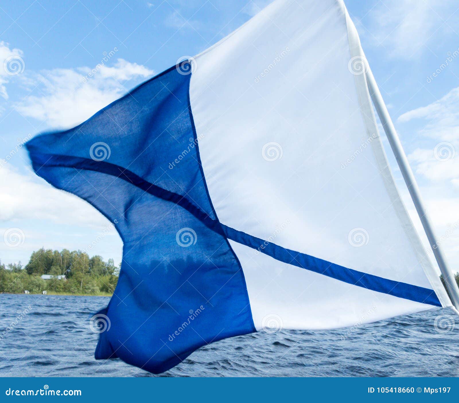 Alpha flag at diving site stock photo. Image of warning - 105418660