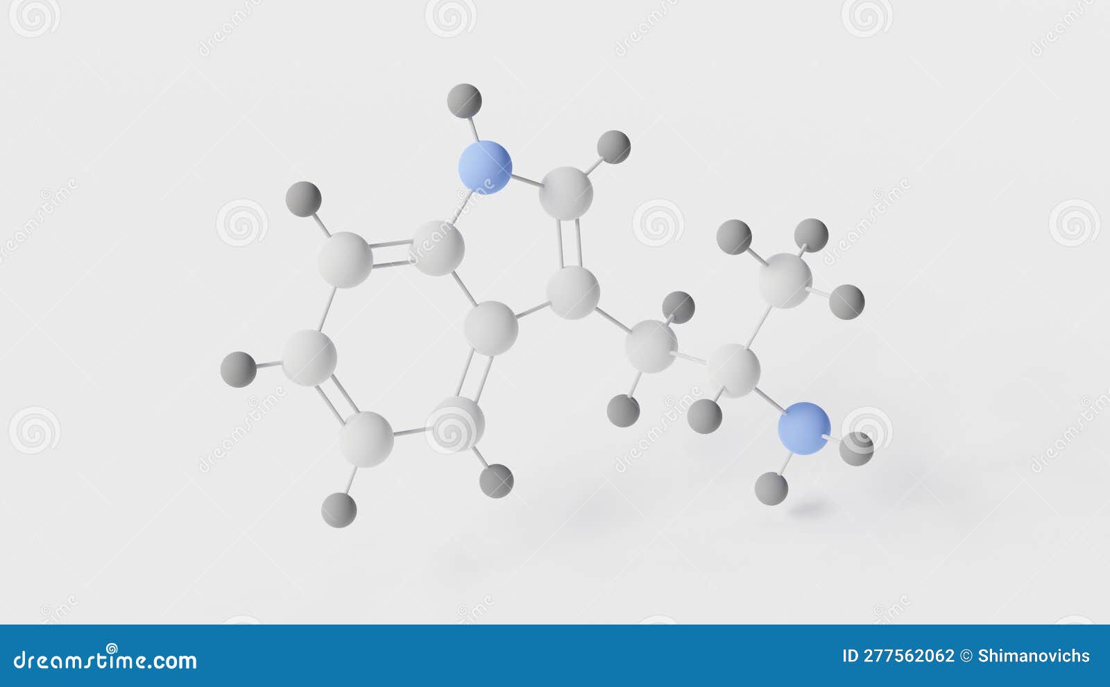 Alpha-methyltryptamine Molecule 3d, Molecular Structure, Ball and Stick ...