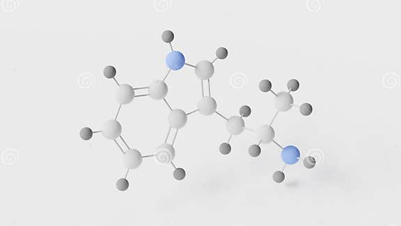 Alpha-methyltryptamine Molecule 3d, Molecular Structure, Ball and Stick ...