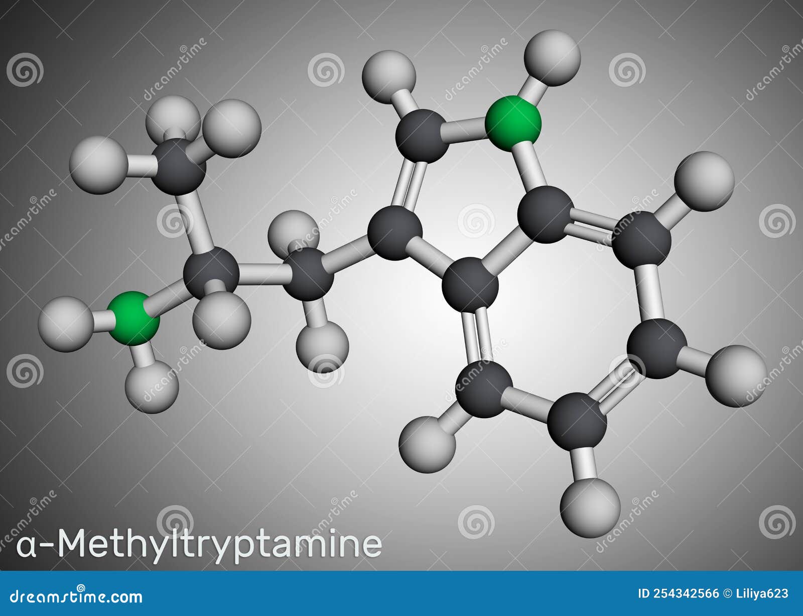 Alpha-methyltryptamine Molecule 3d, Molecular Structure, Ball And Stick ...
