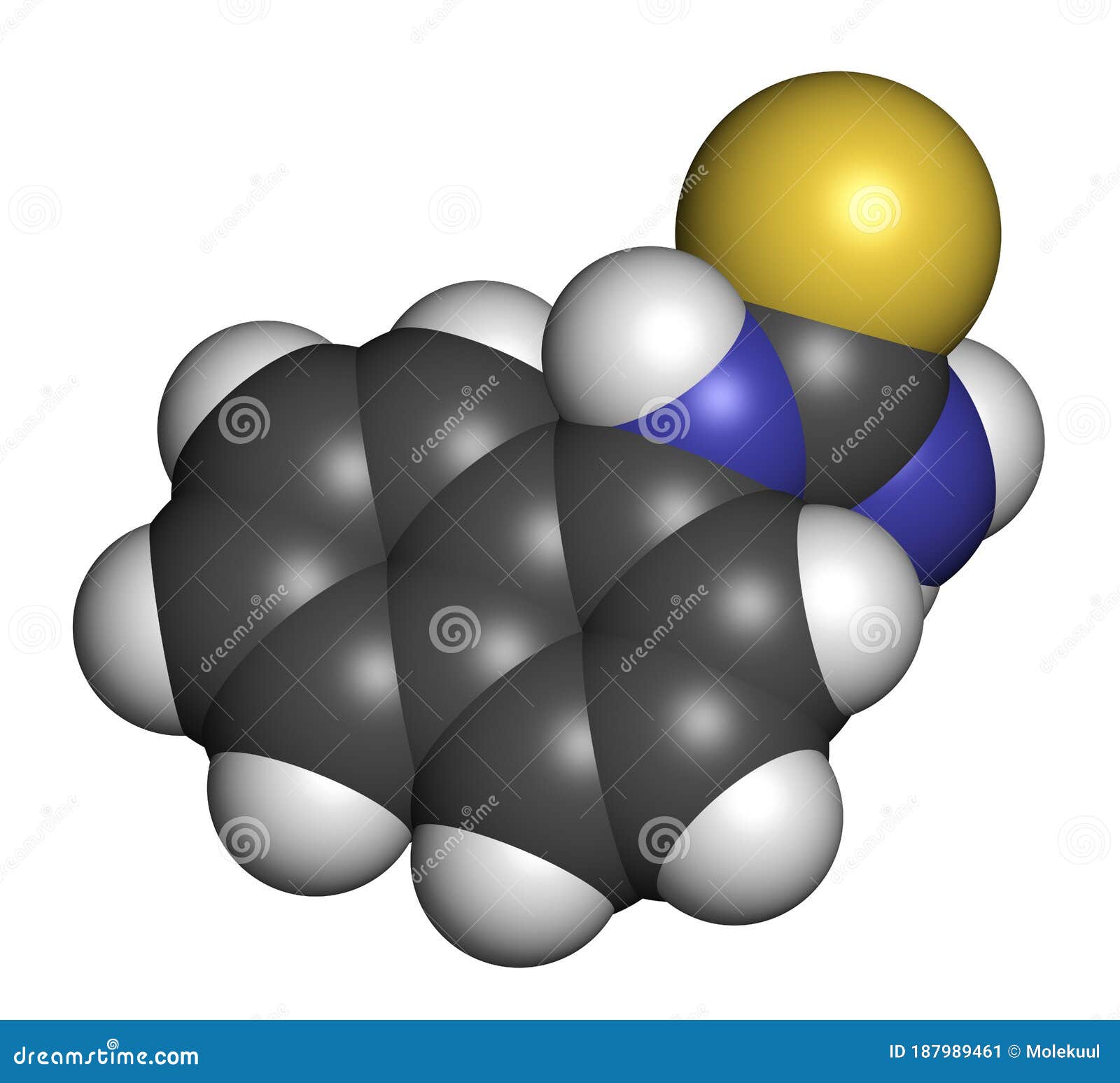 Alpha-naphthylthiourea ANTU Rodenticide Molecule. 3D Rendering. Atoms ...