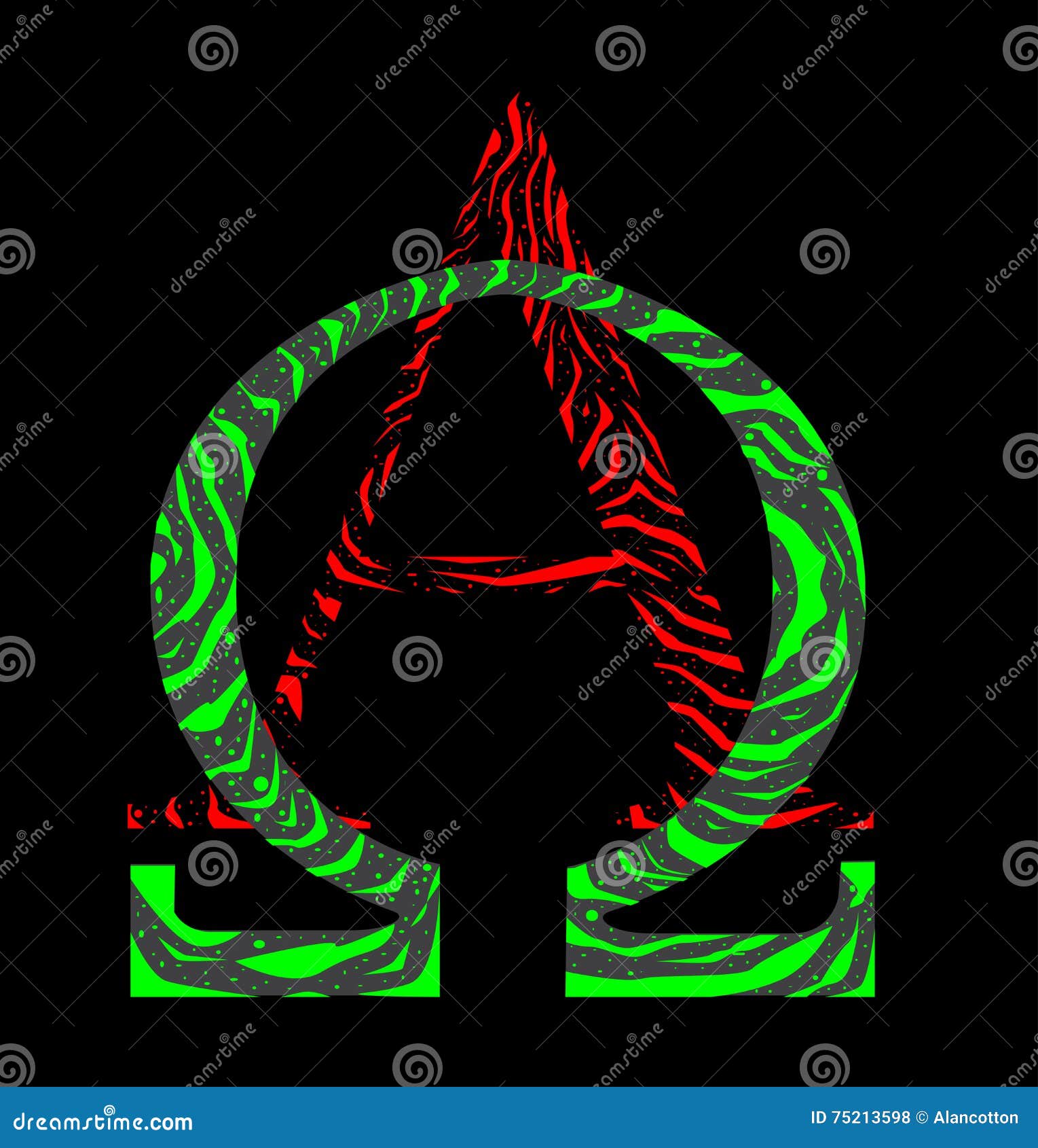 Alpha Omega Sign ilustración del vector. Ilustración de rojo - 75213598