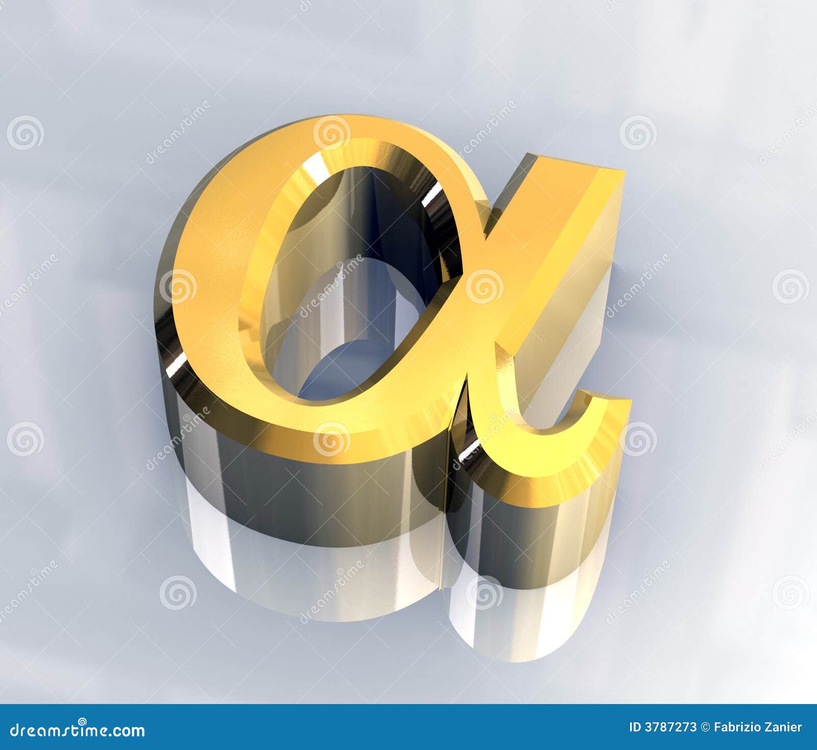Alpha symbole en or (3d) illustration stock. Illustration du signe ...
