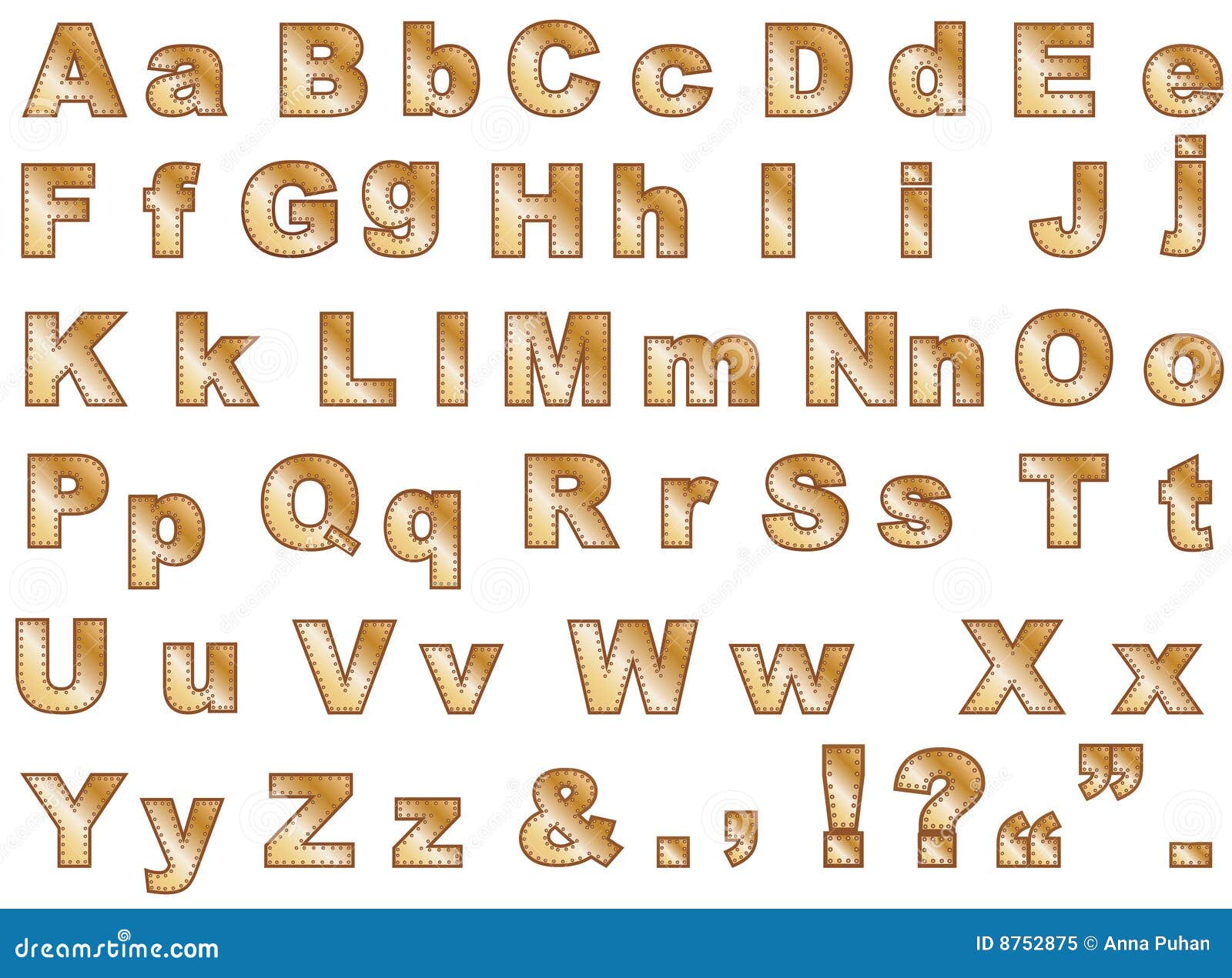 Rivets Alphabet Font. Steampunk Letters, Numbers And Punctuation ...