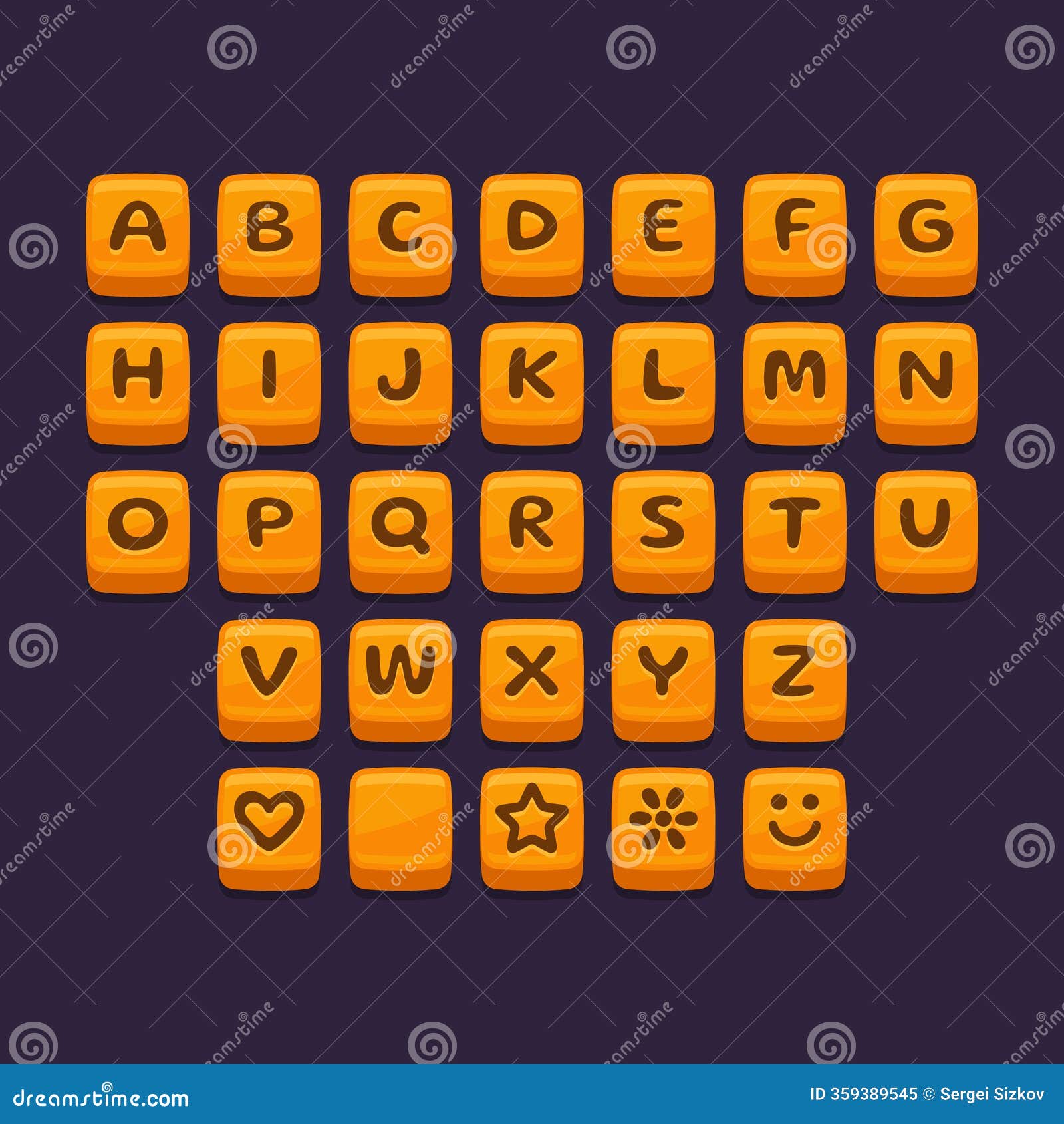 Alphabet ABC Icon Set on Dark Background. Vector Stock Vector ...