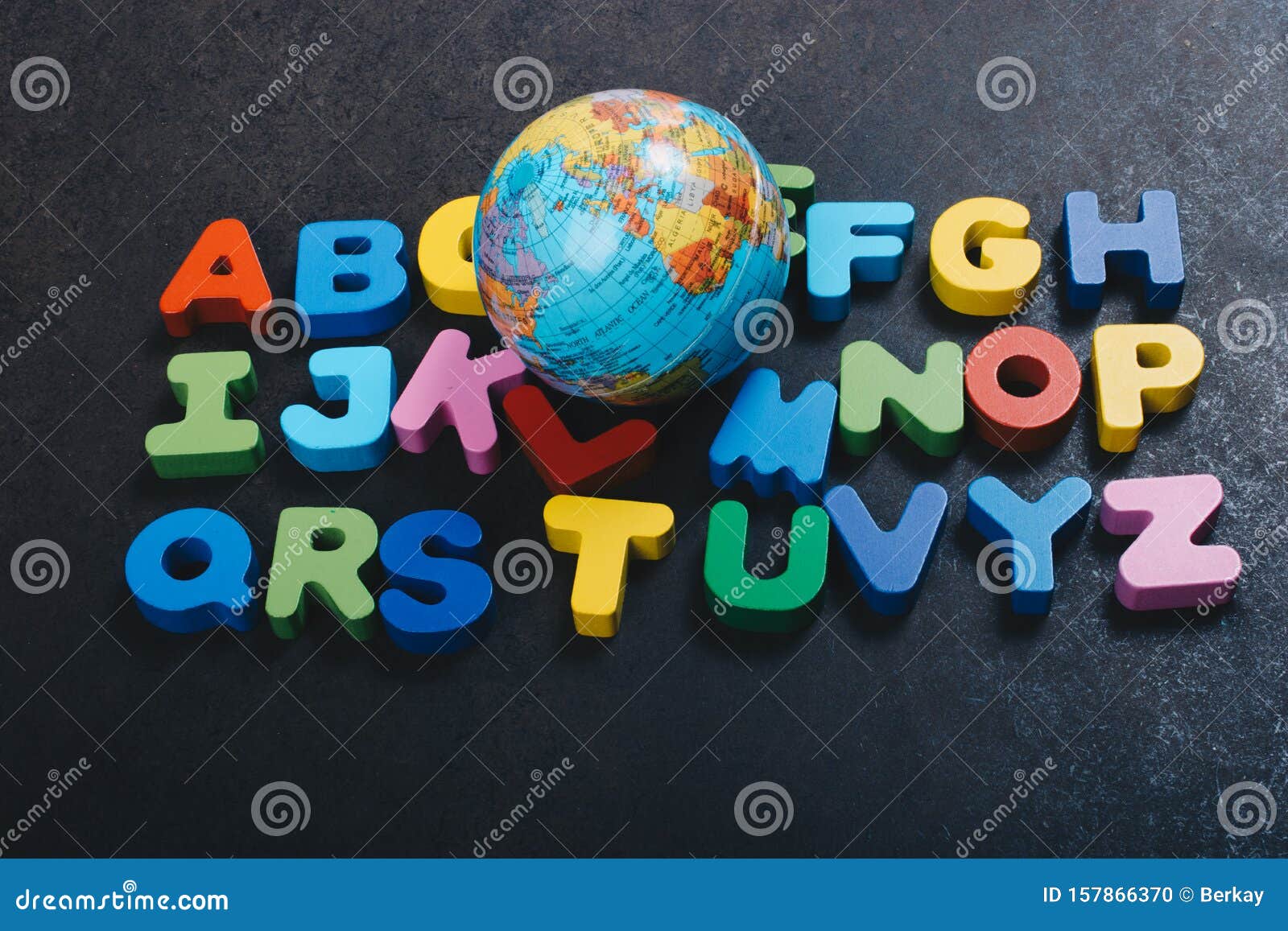 Abc Wooden Alphabet Letters and Globe for Learning Concept Stock Photo ... Abc Wooden Alphabet Letters and Globe for Learning Concept Stock Photo ...