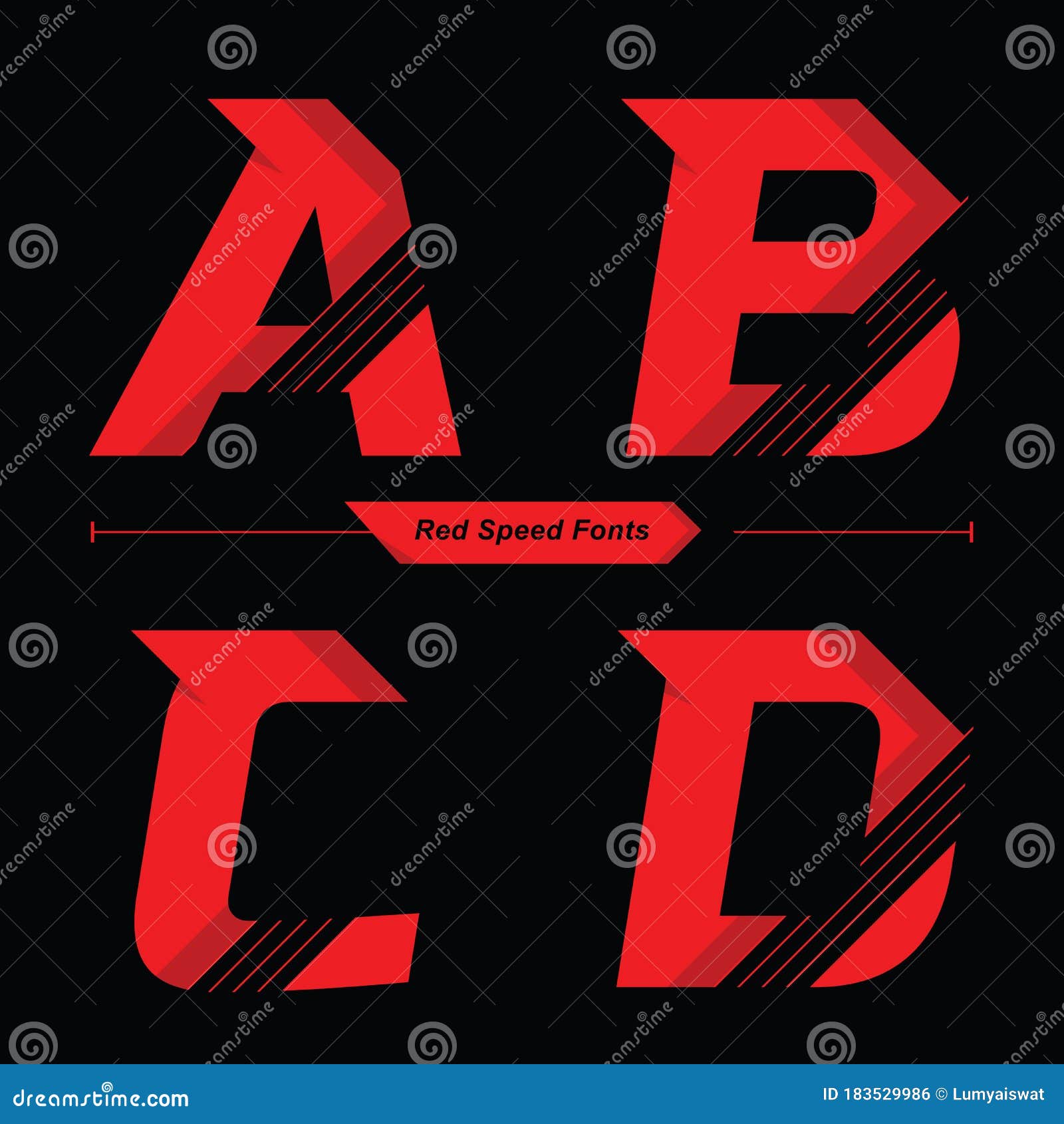 Alphabet Abstract Red Speed Style in a Set ABCD Stock Vector ...