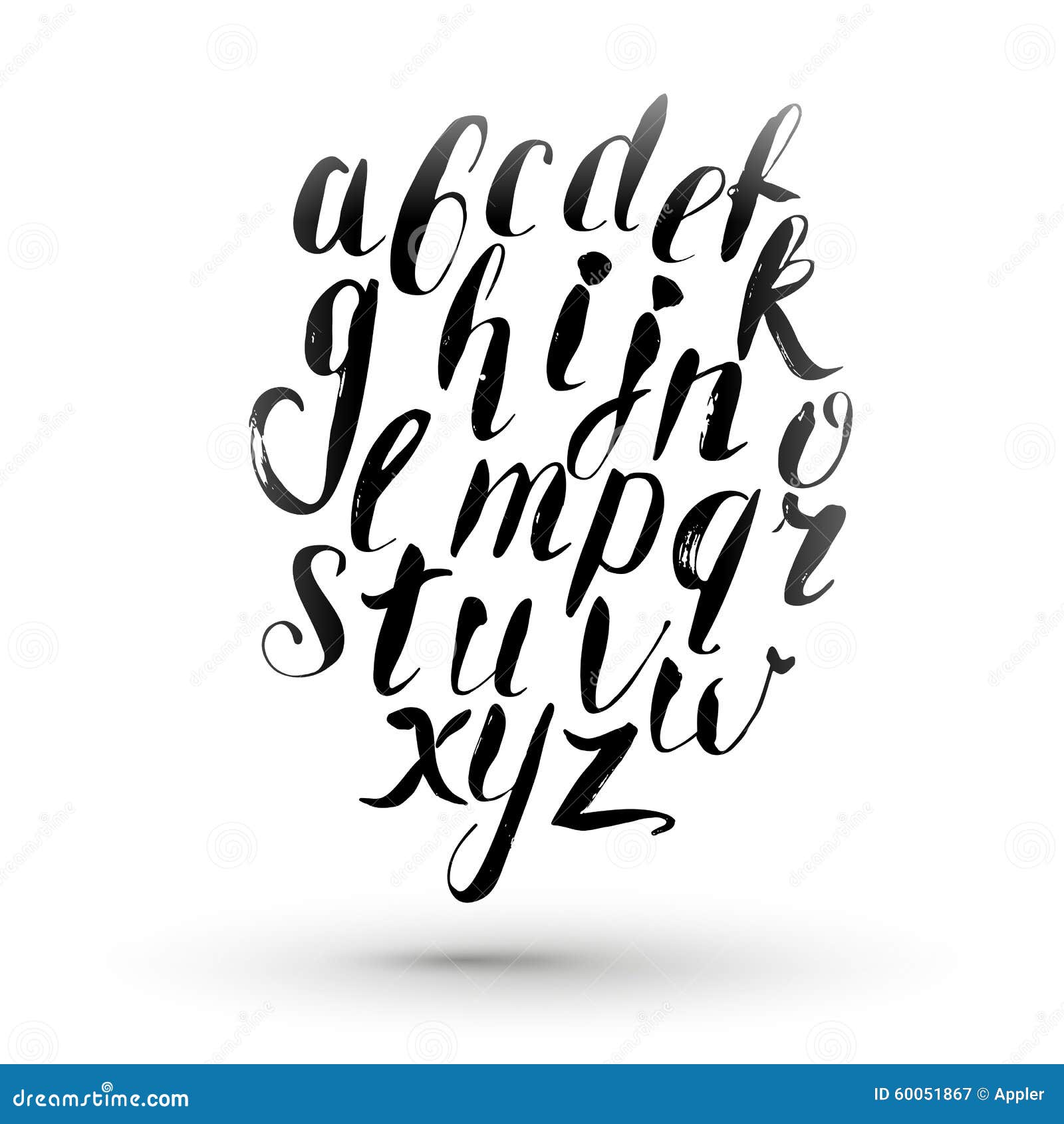 Alphabet Anglais De Calligraphie D'encre Illustration de Vecteur ...