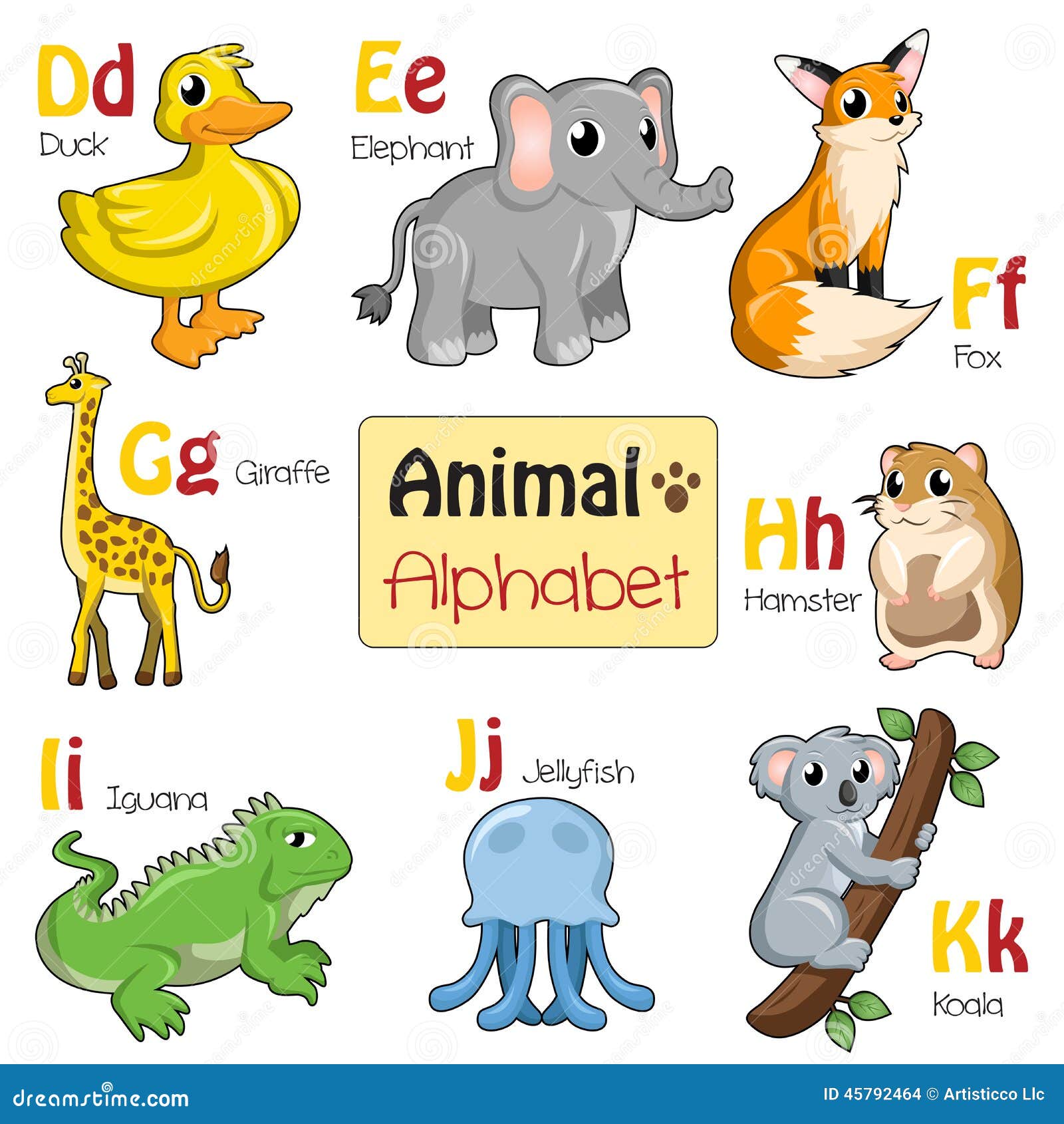 Alphabet Animals from D To K Stock Vector - Illustration of languages ...