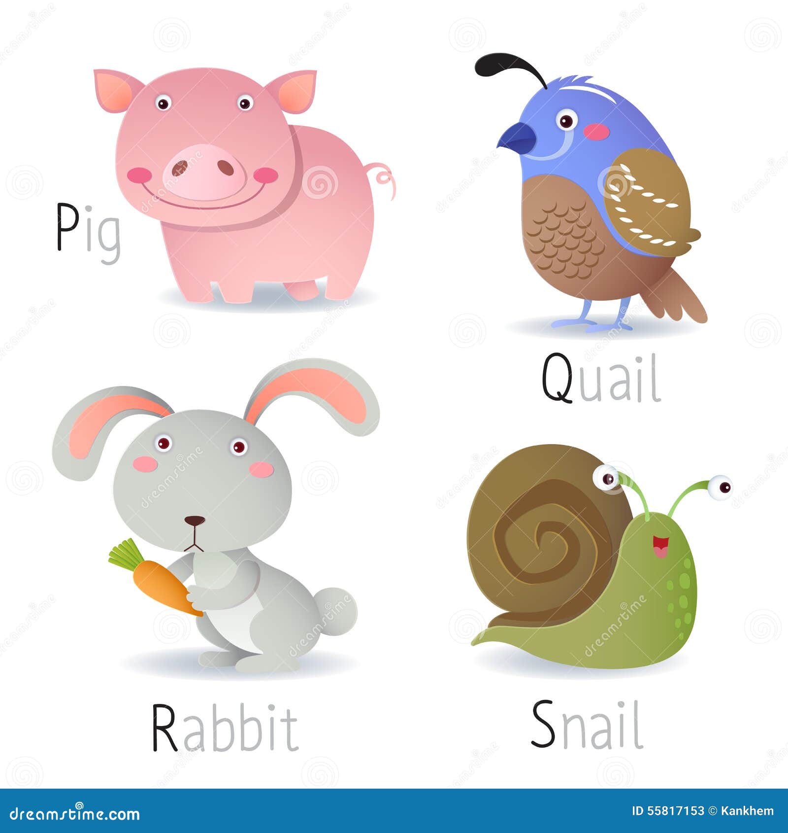 Alphabet with Animals from P To S Stock Vector - Illustration of ...