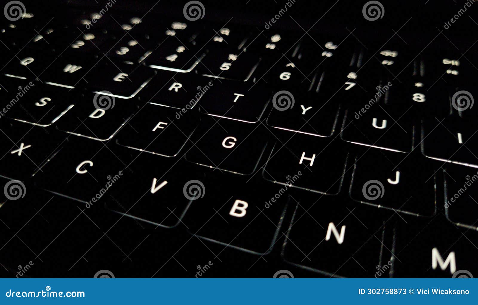 Alphabet Arrangement on a Keyboard with Lights on at Night Stock Image ...