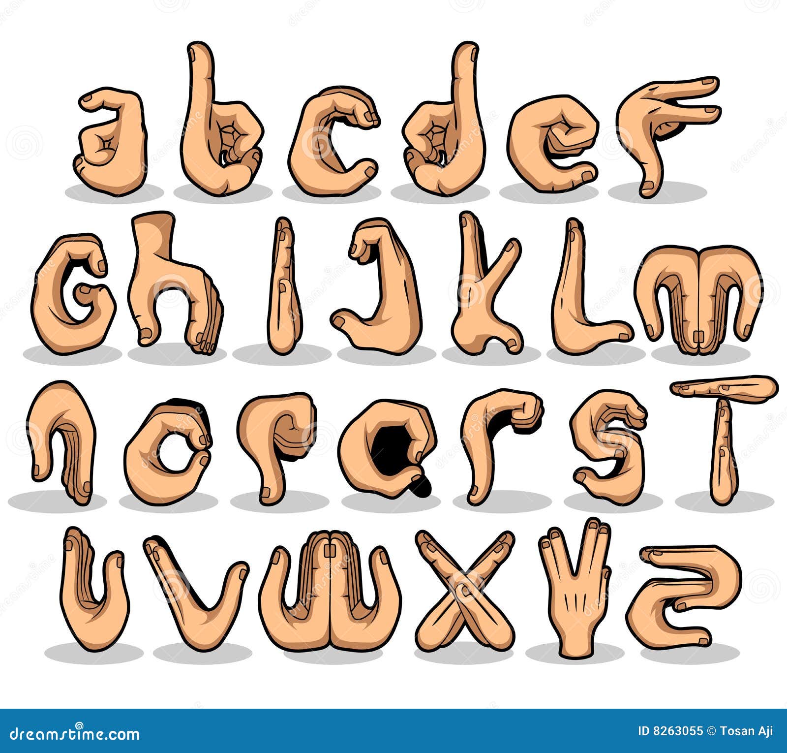 Alphabet Avec La Forme De Main Illustration Stock - Illustration du ...
