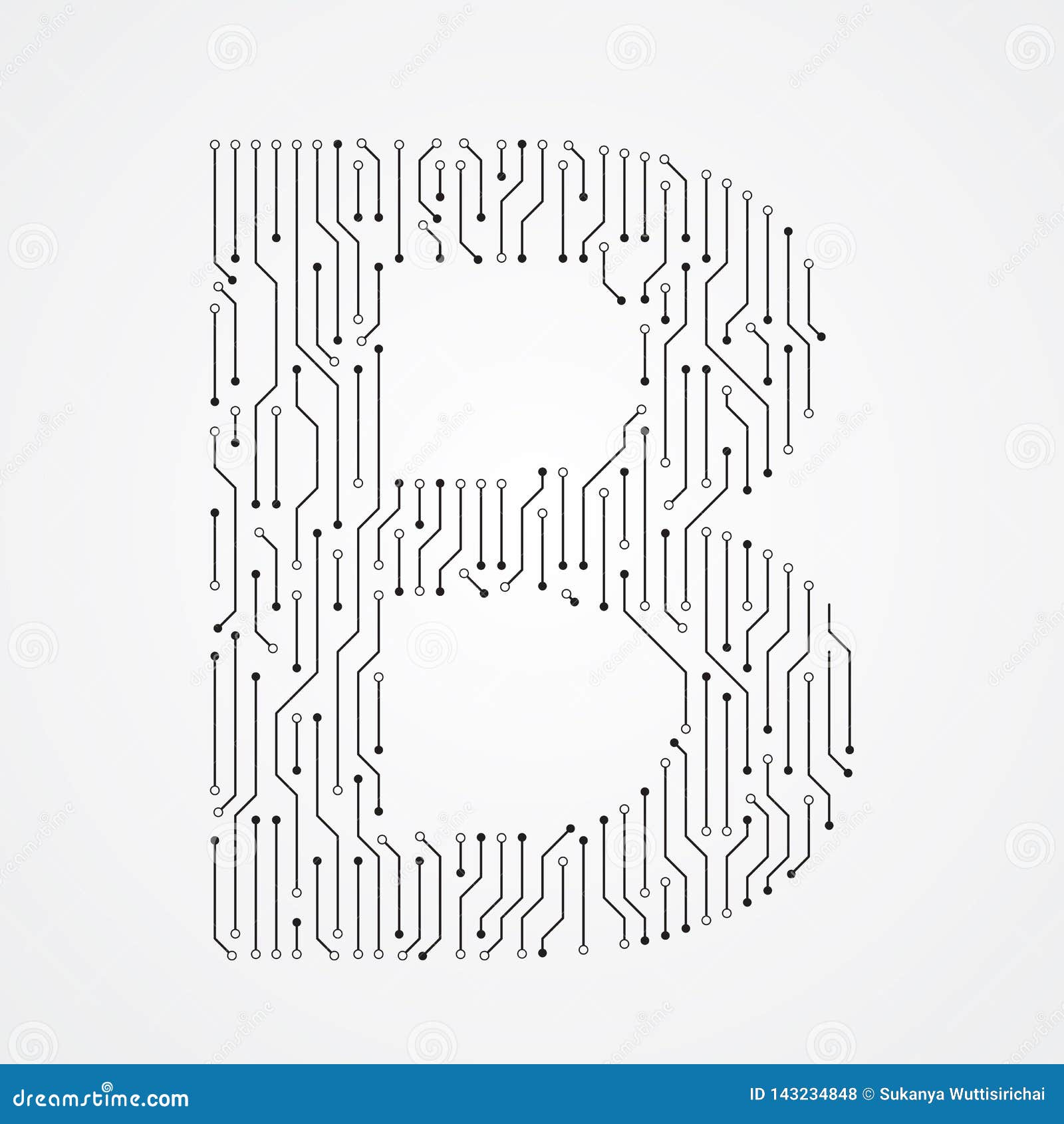 Alphabet B Shape Digital Line Design Stock Vector - Illustration of ...