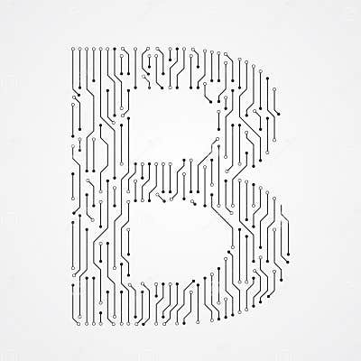 Alphabet B Shape Digital Line Design Stock Vector - Illustration of ...