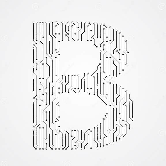 Alphabet B Shape Digital Line Design Stock Vector - Illustration of ...