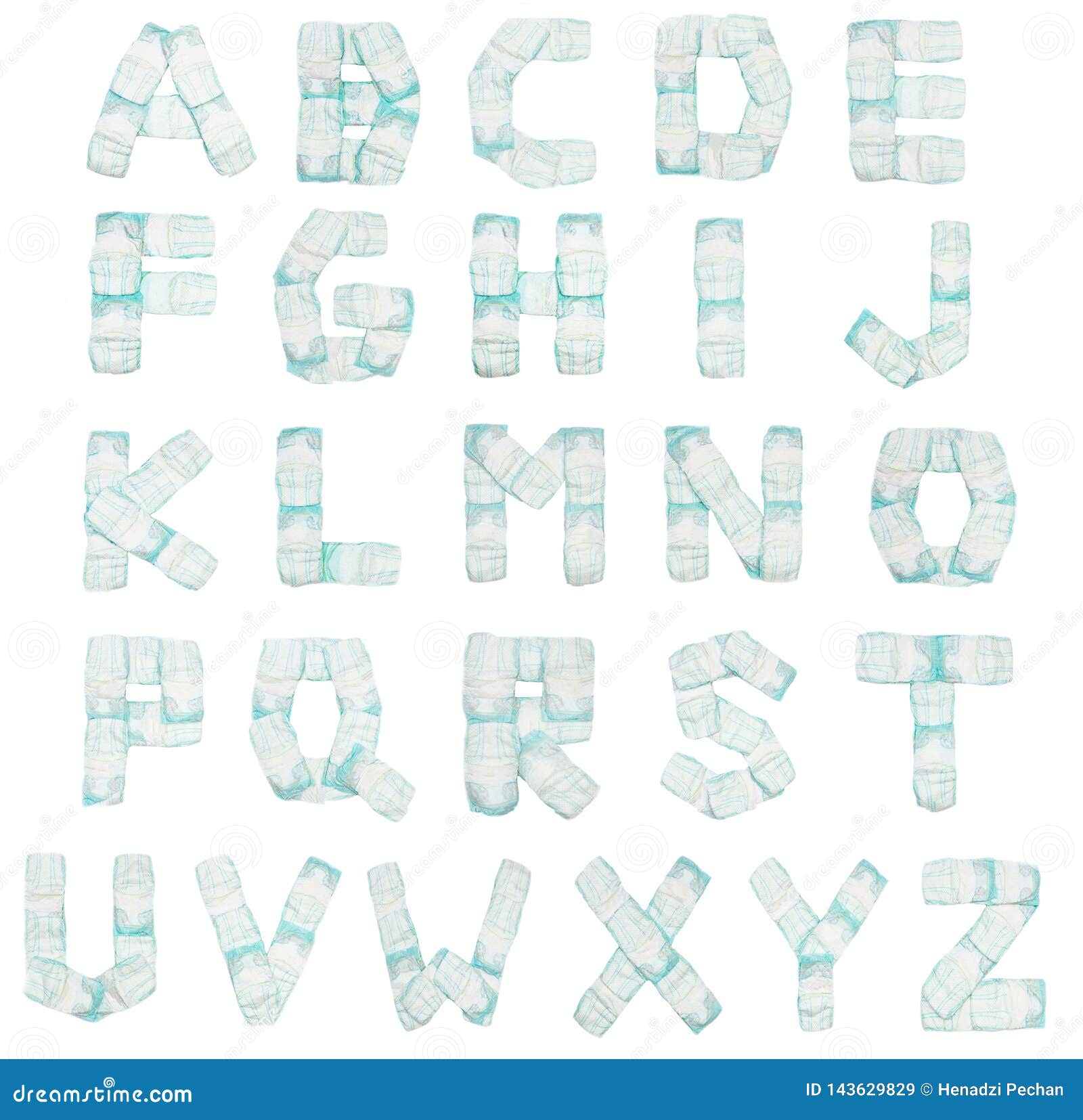 Alphabet From Baby Diapers On A White Background, Isolate, ABC ...