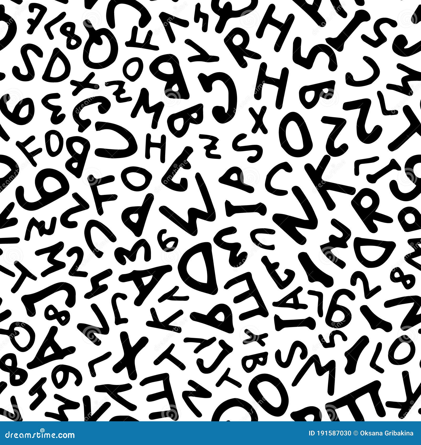 Alphabet Background. Vector Pattern with Ink Drawn Letters Stock Vector ...