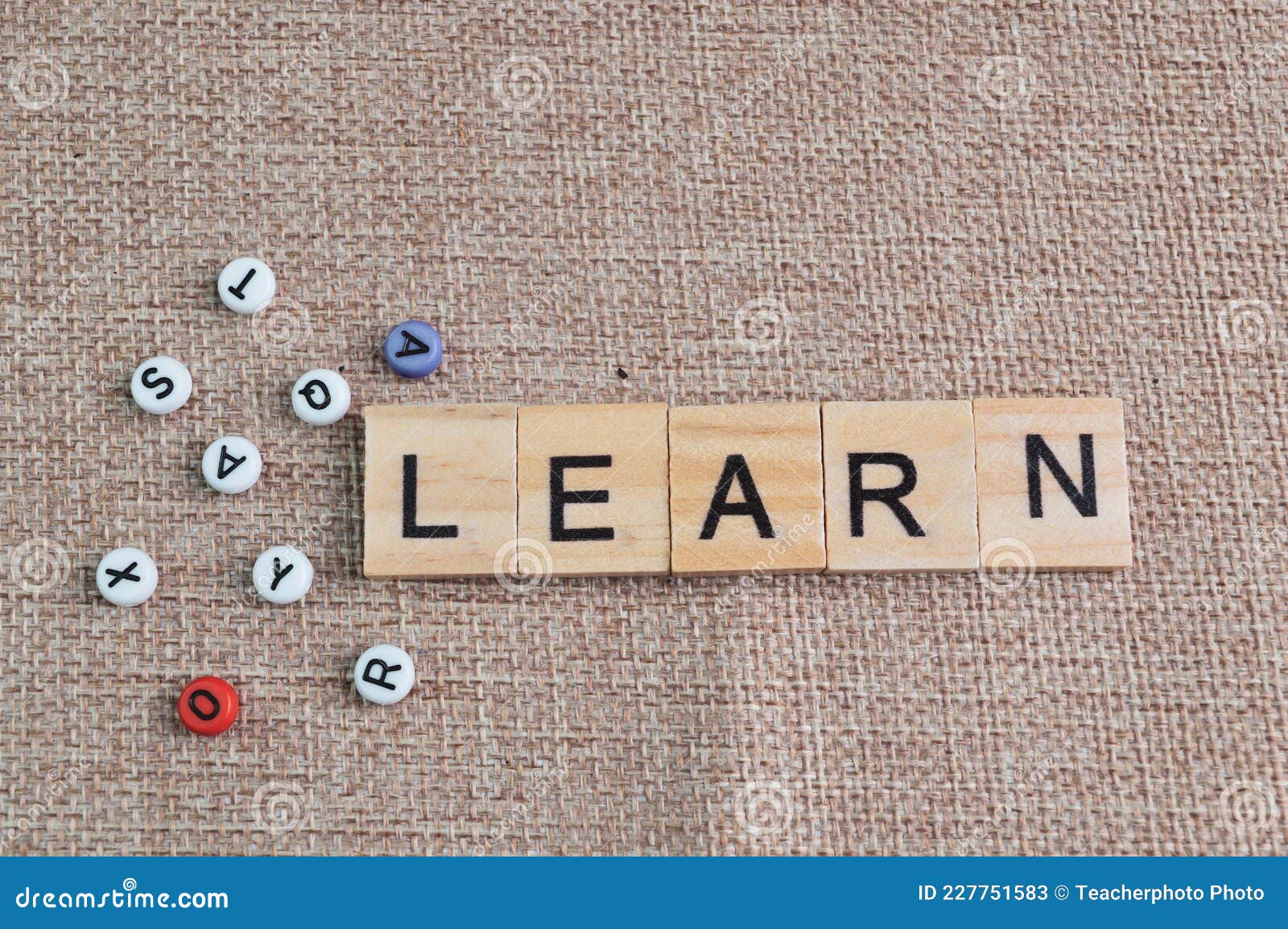 Alphabet Beads and Square Letters with Text LEARN Stock Image - Image ...