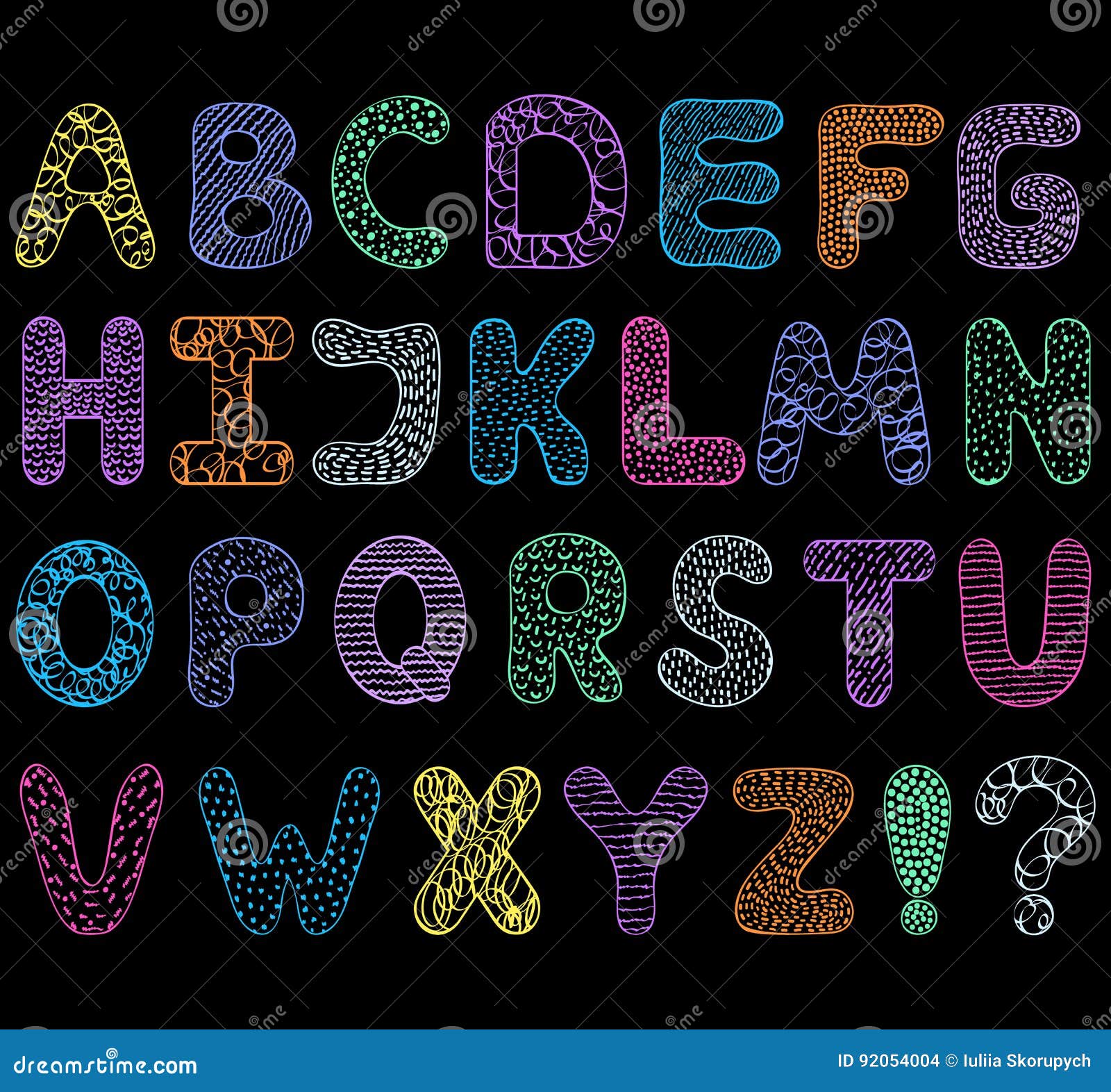 Alphabet On Black Background. Vector Illustration | CartoonDealer.com ...