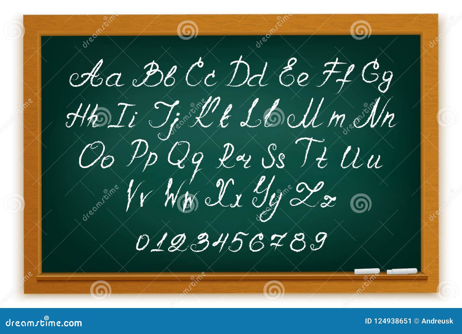 Alphabet on blackboard stock vector. Illustration of drawing - 124938651