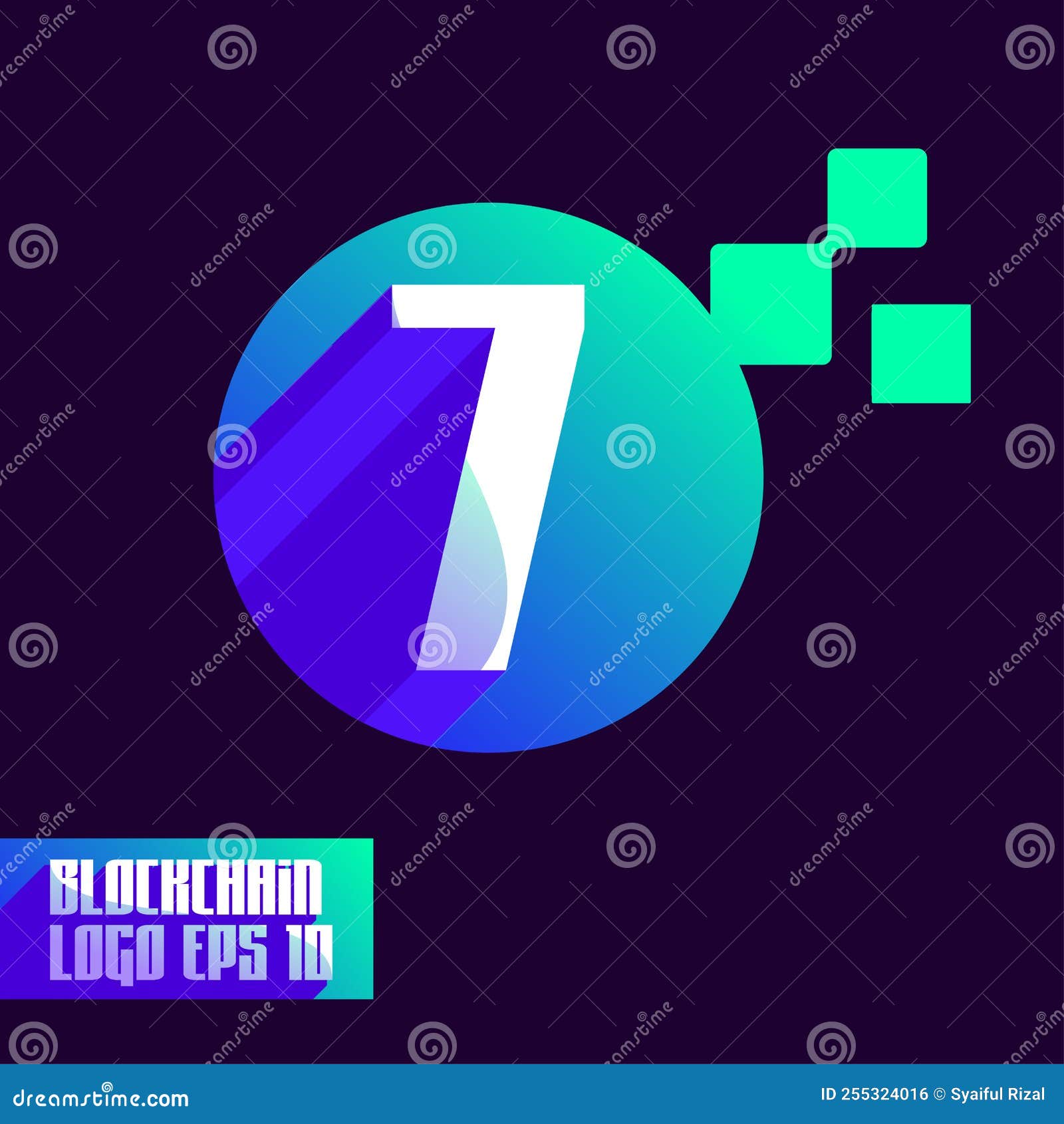 Numerical Blockchain Seven Logo Stock Illustration - Illustration of ...