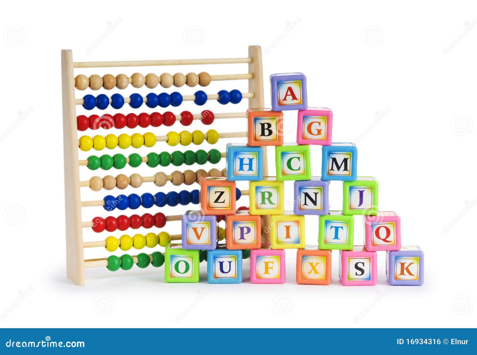Alphabet blocks and abacus stock photo. Image of objects - 16934316