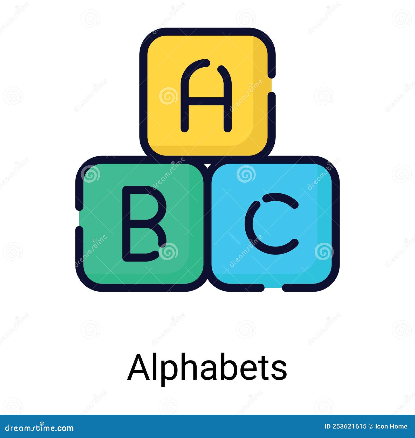 Alphabet Blocks, ABC Color Line Icon Stock Vector - Illustration of ...