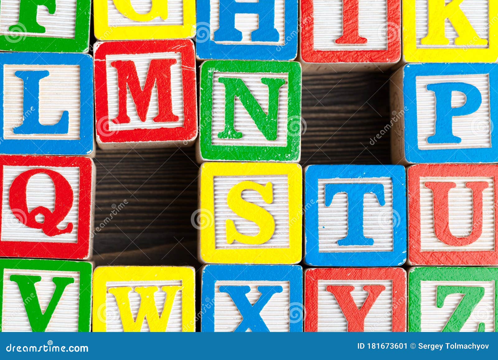 Alphabet Blocks ABC on Wooden Table. Close Up. Stock Image - Image of ...