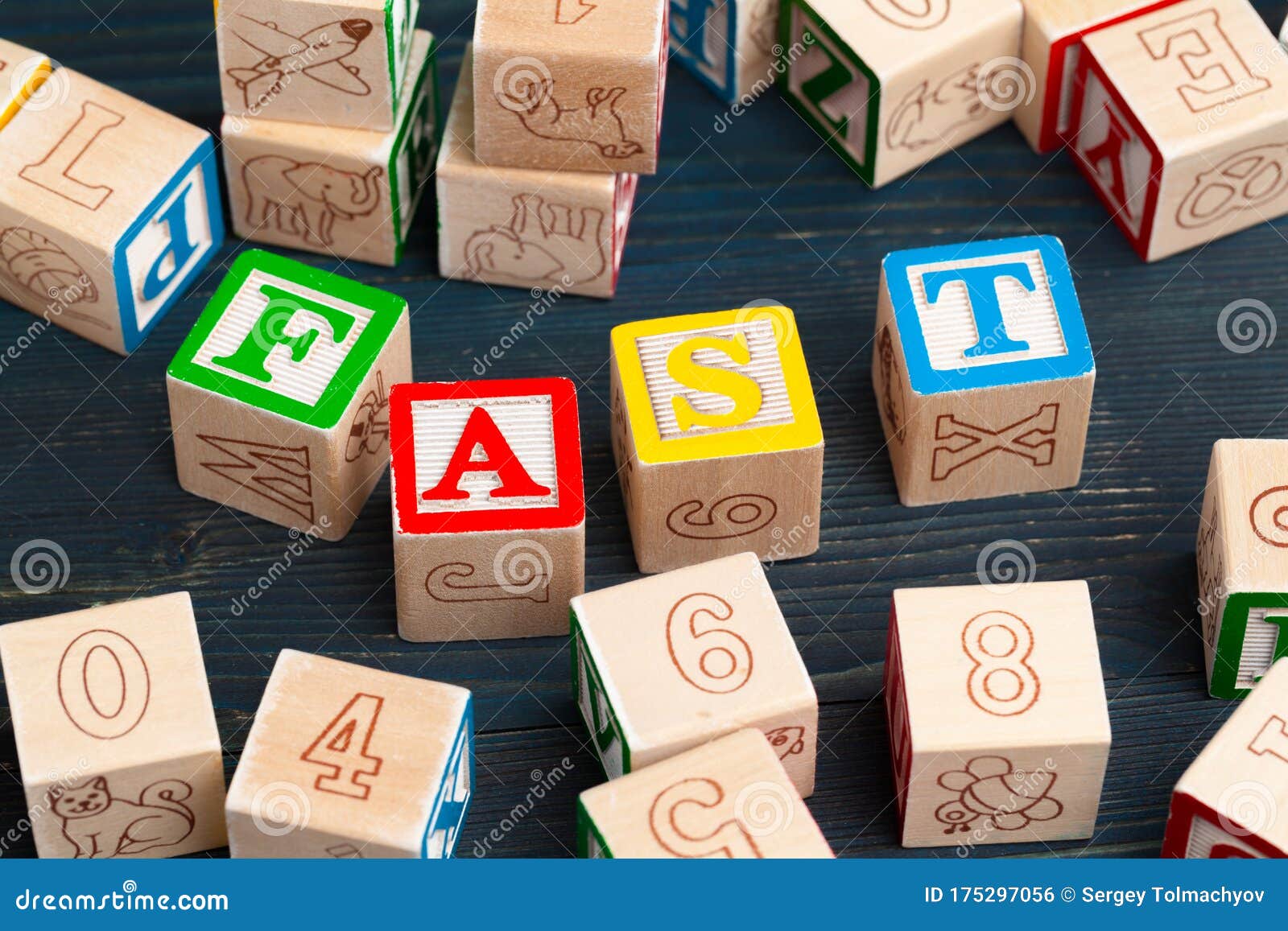 Alphabet Blocks ABC on Wooden Table. Text - Fast Stock Photo - Image of ...