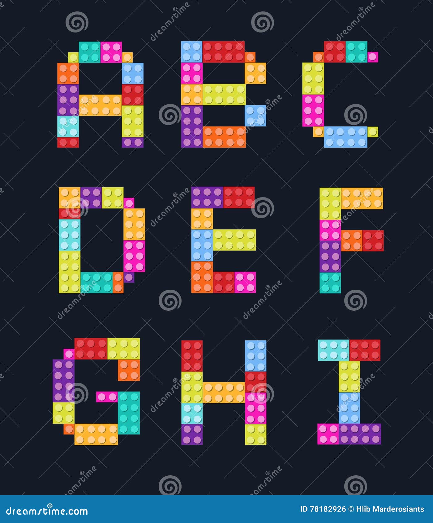 Alphabet Blocks Color Style Set. Stock Illustration - Illustration of ...