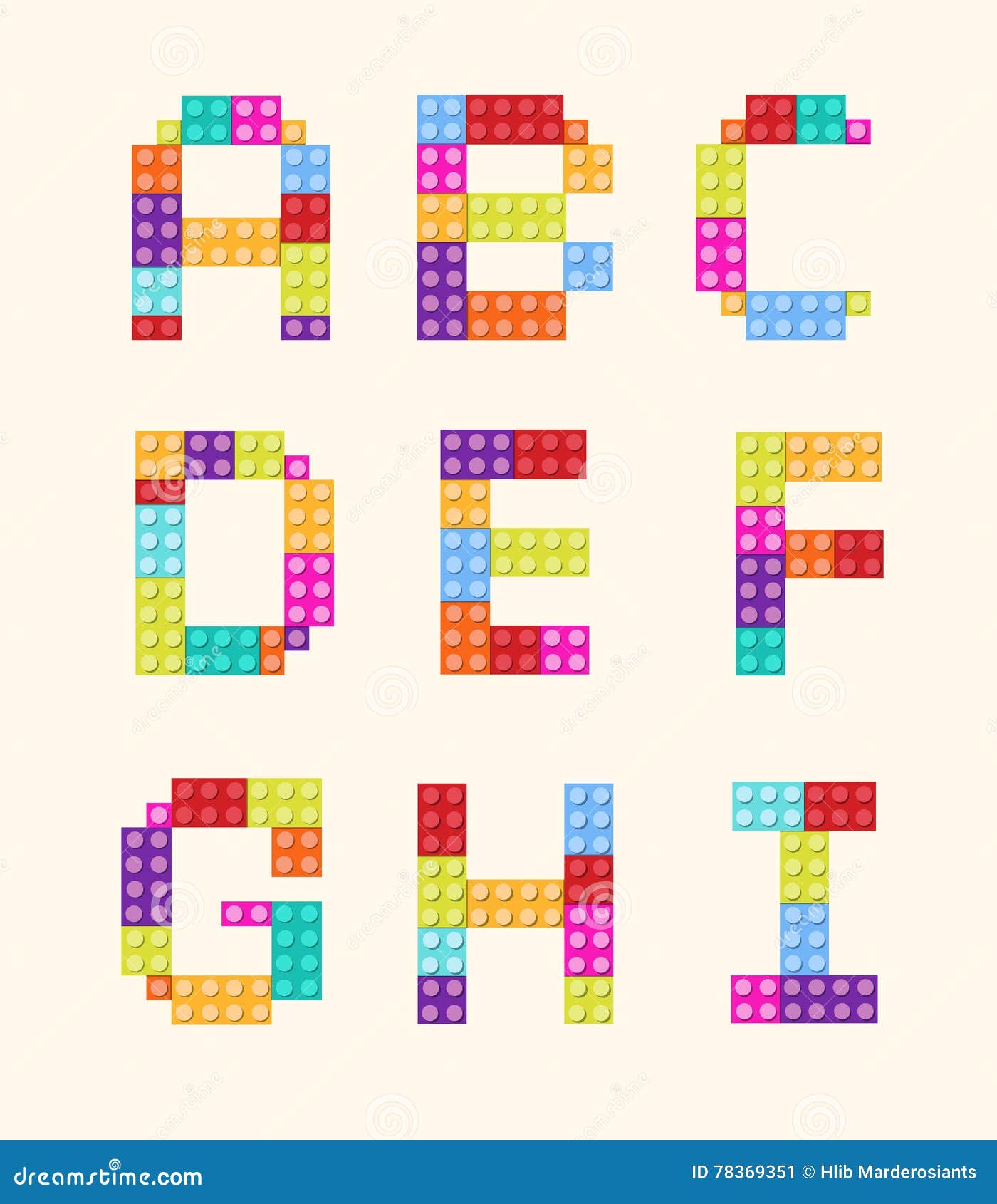 Alphabet Blocks Color Style Set. Stock Illustration - Illustration of ...