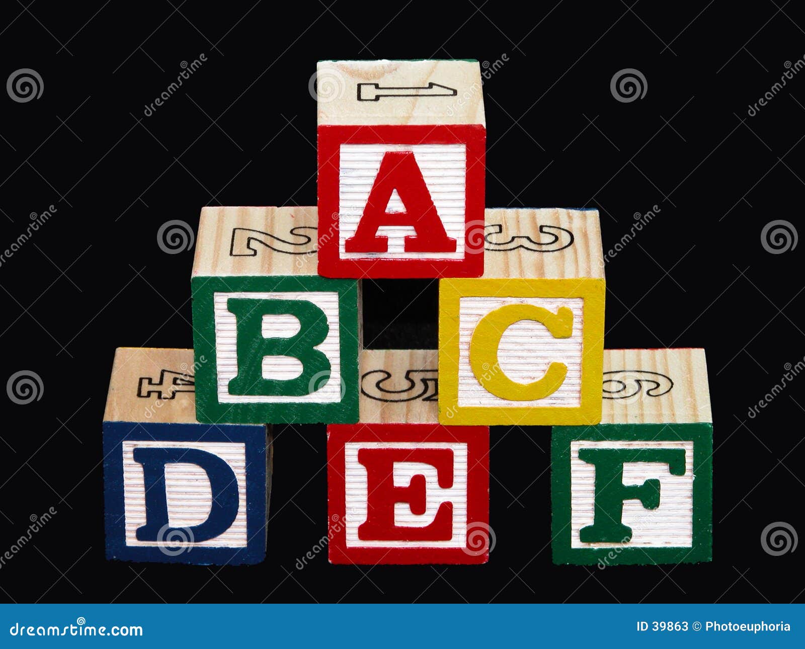 Alphabet Blocks (a-F) on Black Stock Image - Image of learning, words ...