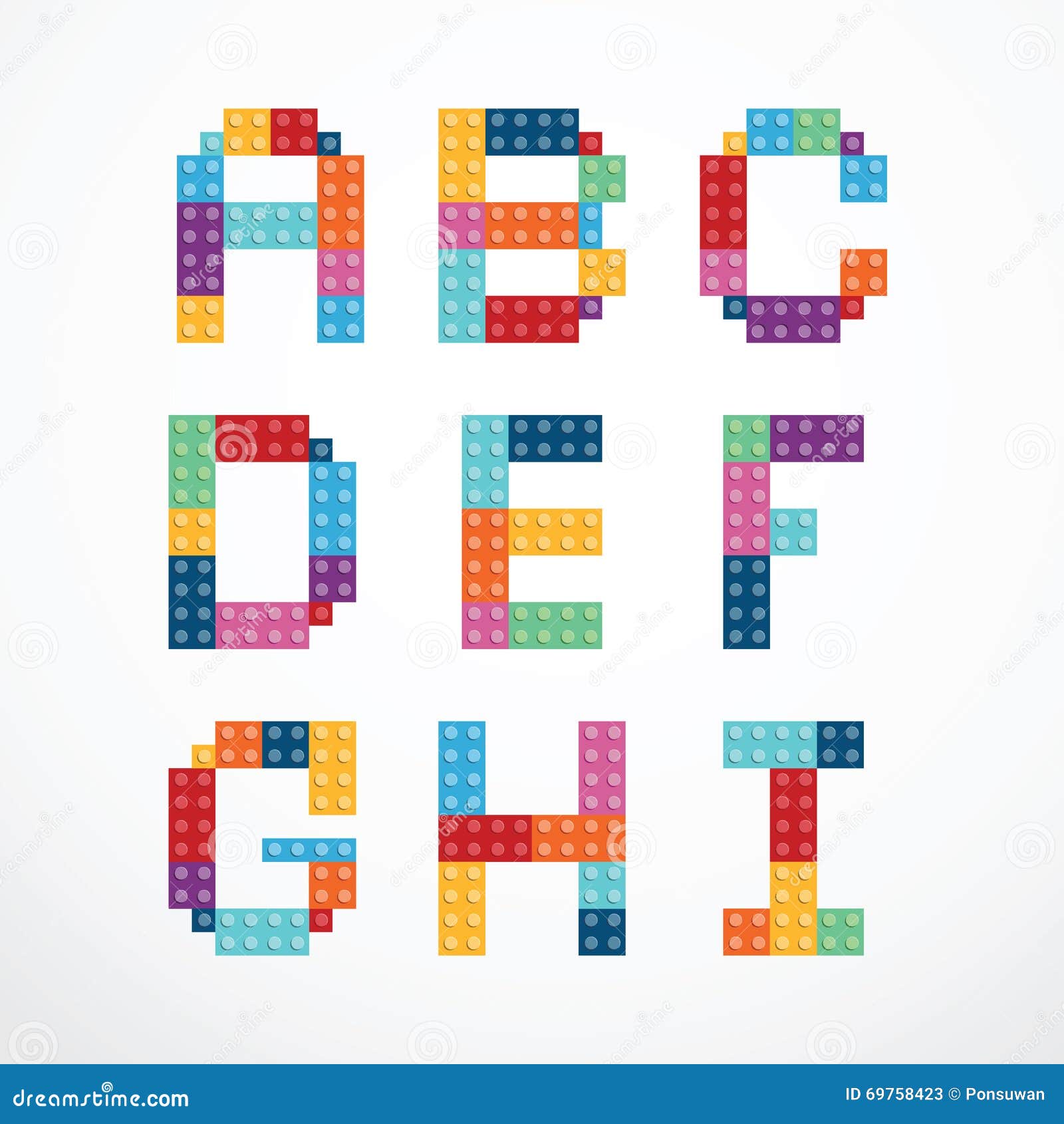 Alphabet Blocks Style Vector Set. Stock Vector - Illustration of ...